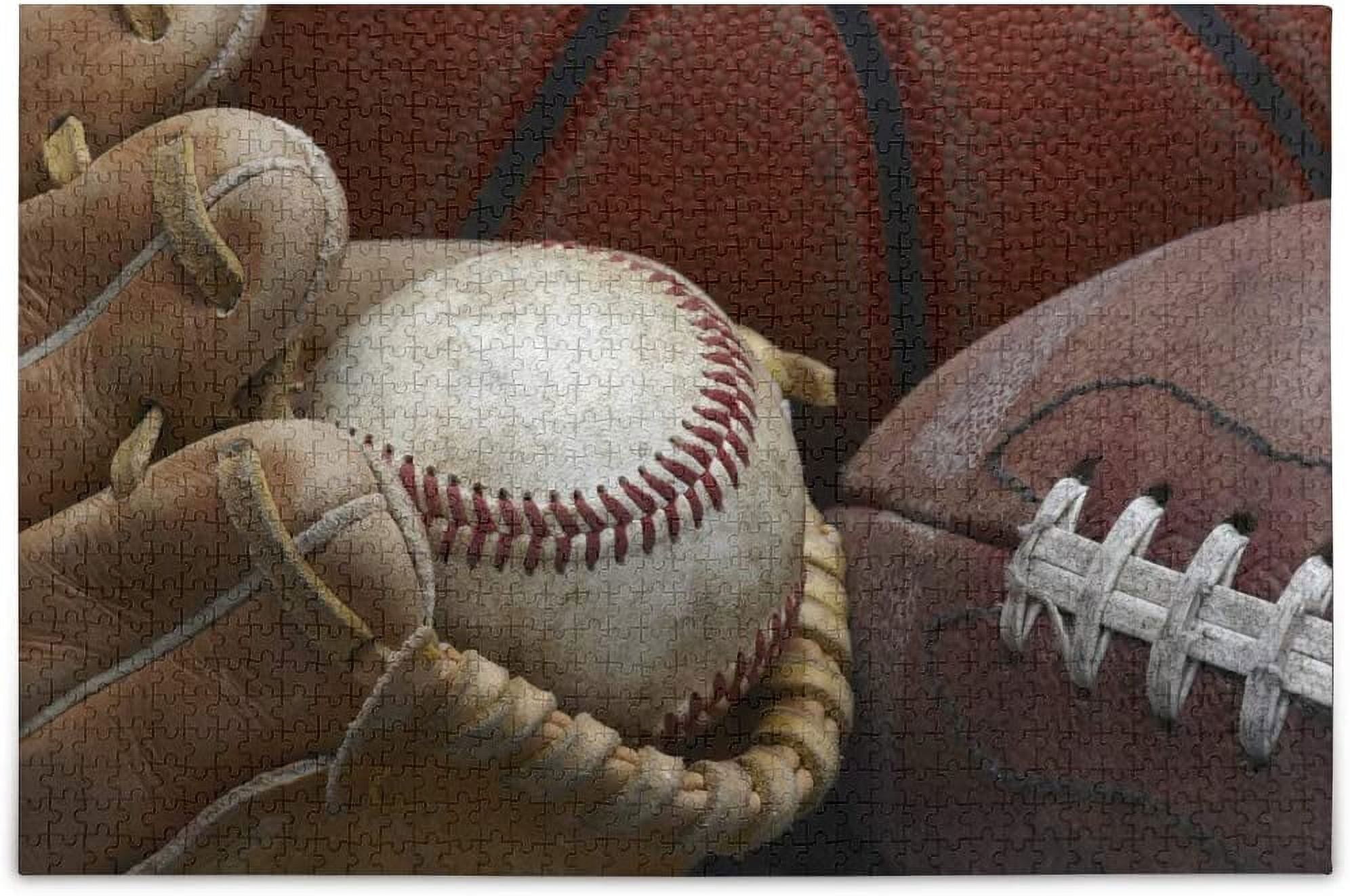 Jigsaw Puzzle 1000 Piece Vintage Baseball American Football Basketball ...