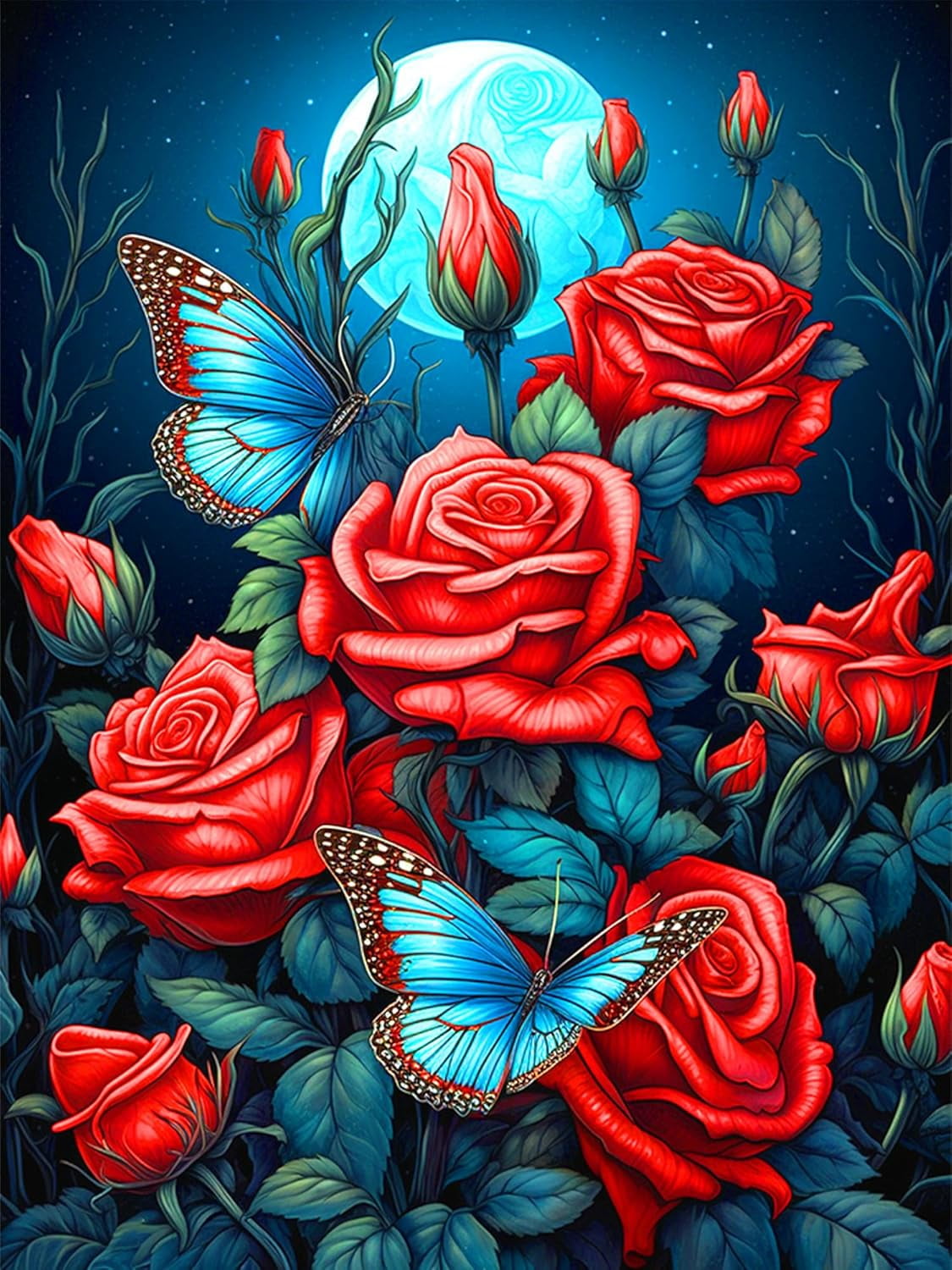 Jigsaw Puzzle 1000 Pieces for Adults Butterfly Red Rose Garden ...