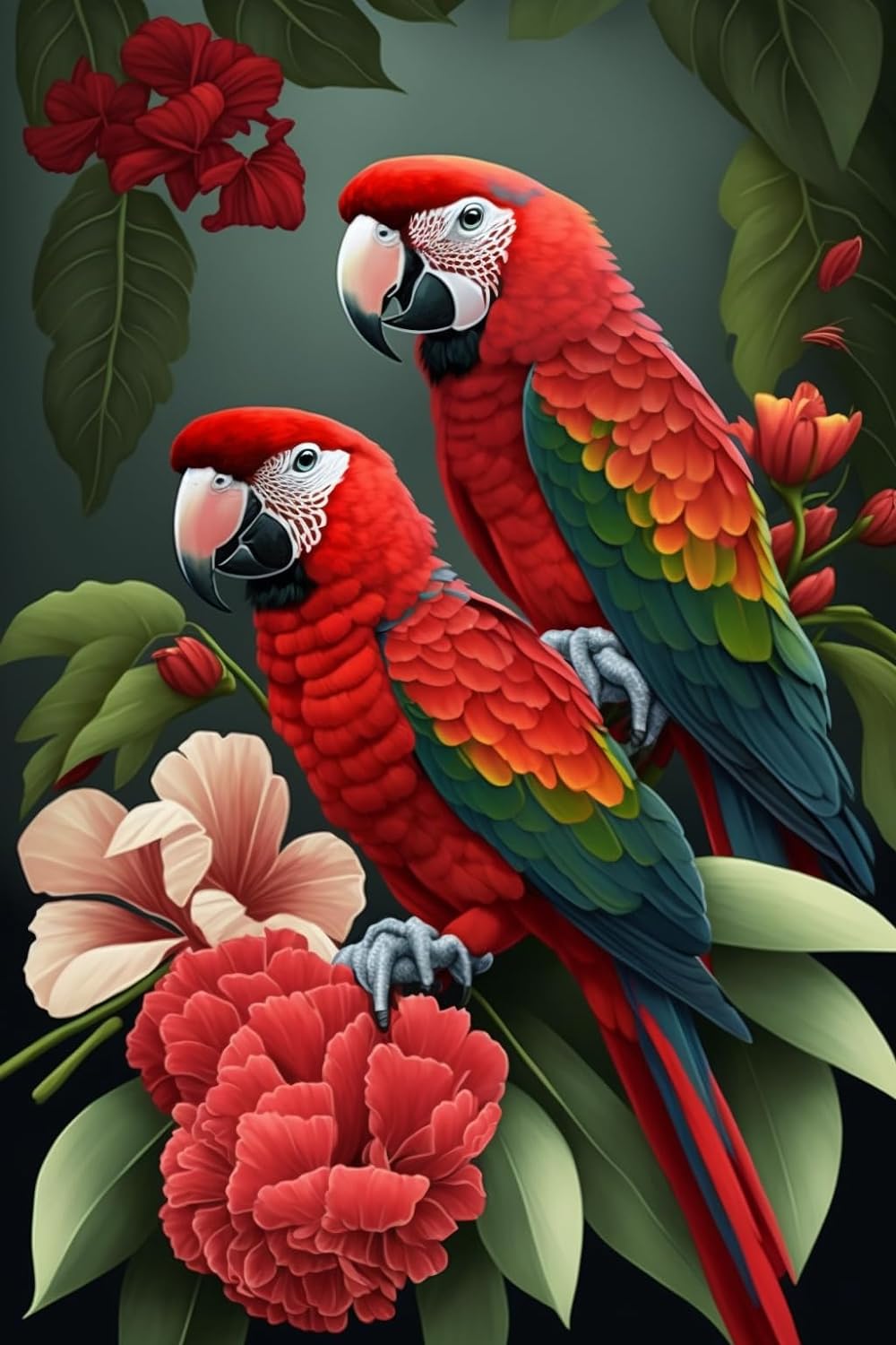 Jigsaw Puzzle 1000 Pieces for Adults Red Parrot and Flower Challenging ...