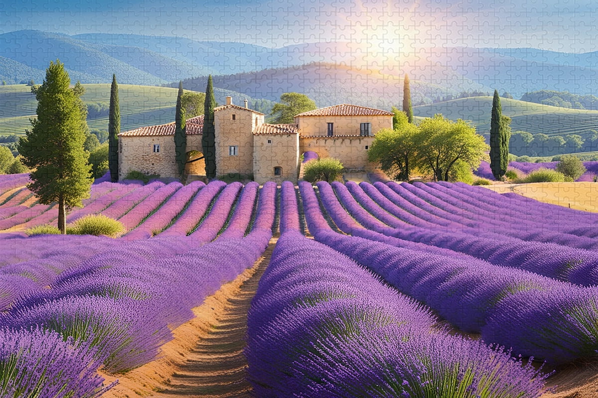 Jigsaw Puzzle 1000 Pieces Lavender Field Floor Puzzles Educational Fun ...