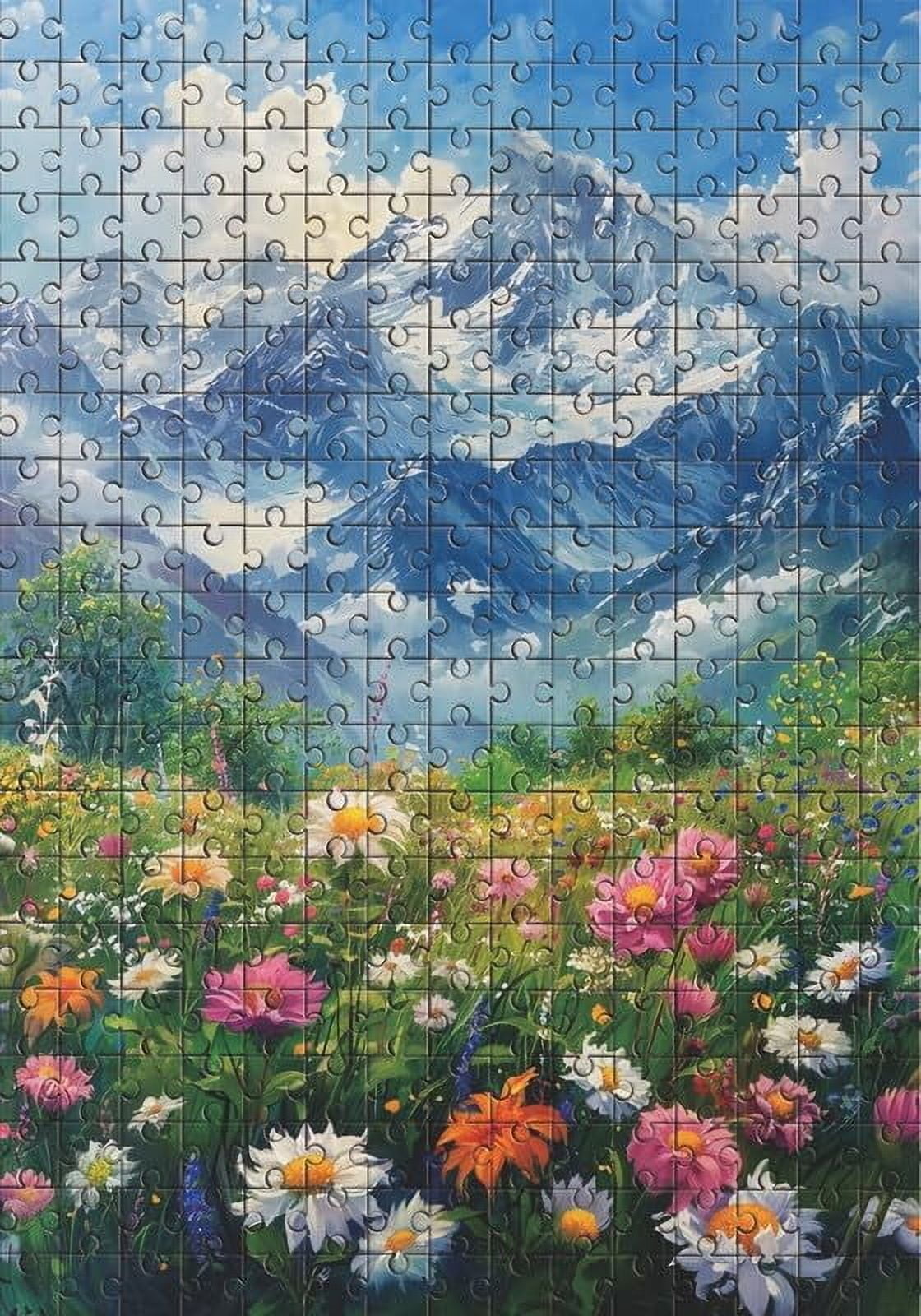 Jigsaw Puzzle 1000 Pieces for Adults Flower Field Mountain Challenging ...