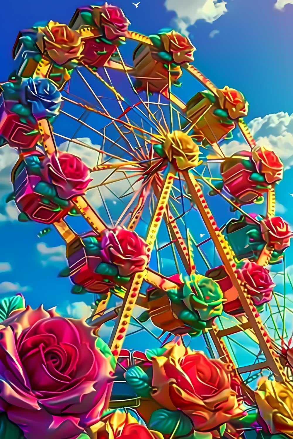 Jigsaw Puzzle 1000 Pieces for Adults The Ferris Wheel of Roses ...
