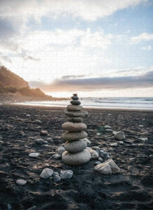 Jigsaw Puzzle 1000 Pieces for Adults Vertical Pile Stones A Beach ...