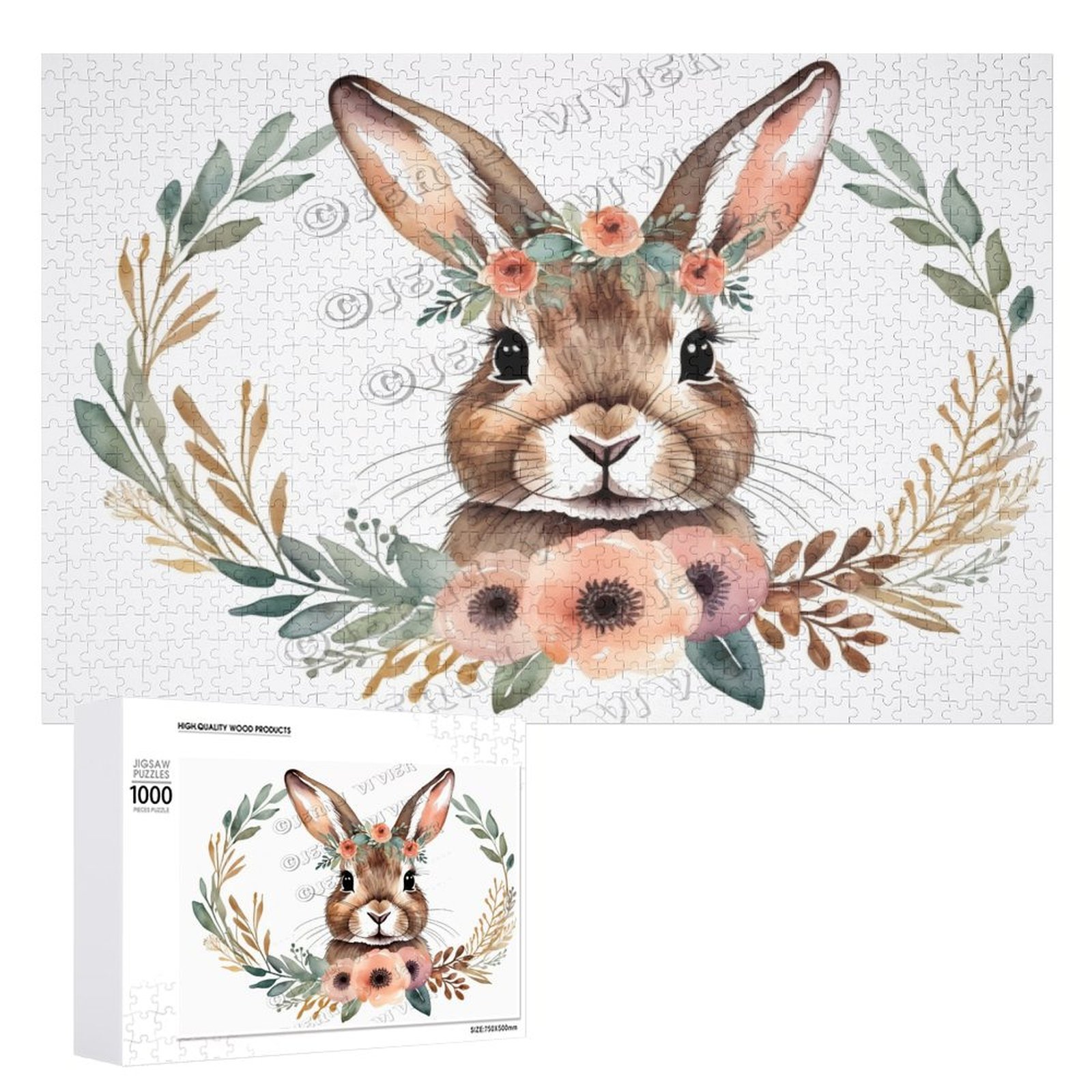 Jigsaw Puzzle 1000 Pieces for Adults Youth Family Rabbit 20" x 30 ...