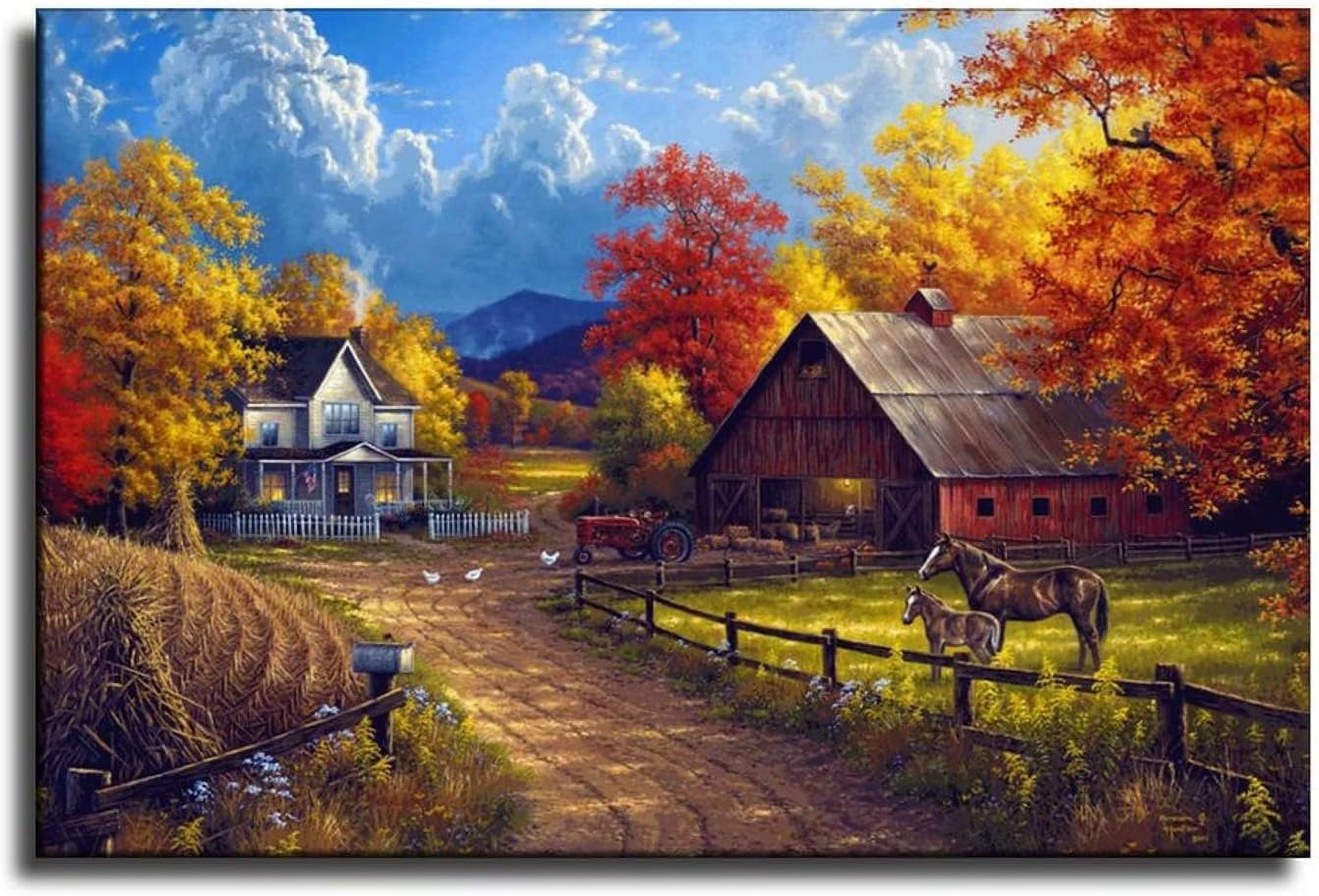 Jigsaw Puzzle 300 Piece for Adults -Red Barn Wooden Puzzles Jigsaw ...