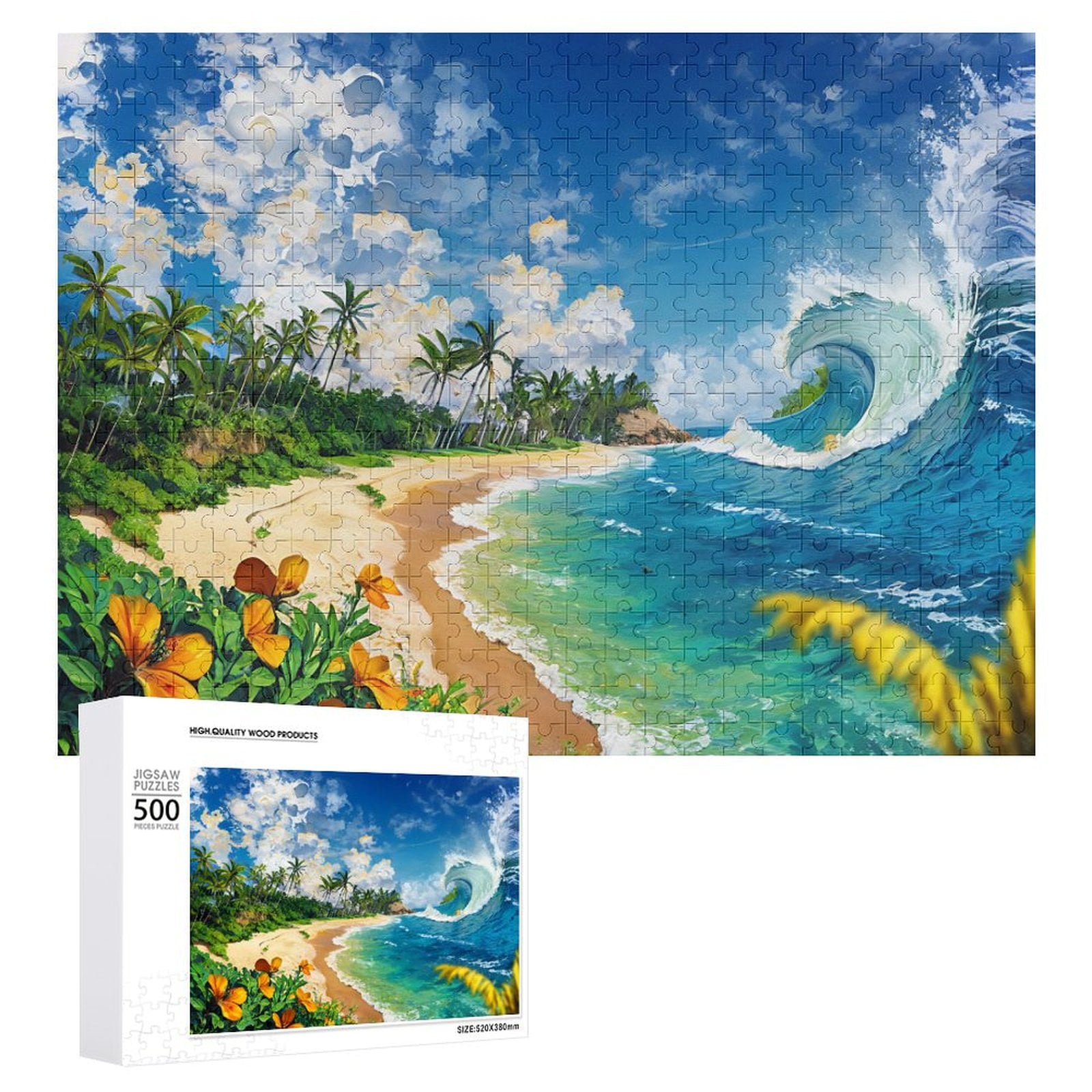 Jigsaw Puzzle 500 Piece Beach Tree Landscape Handcrafted Interesting ...
