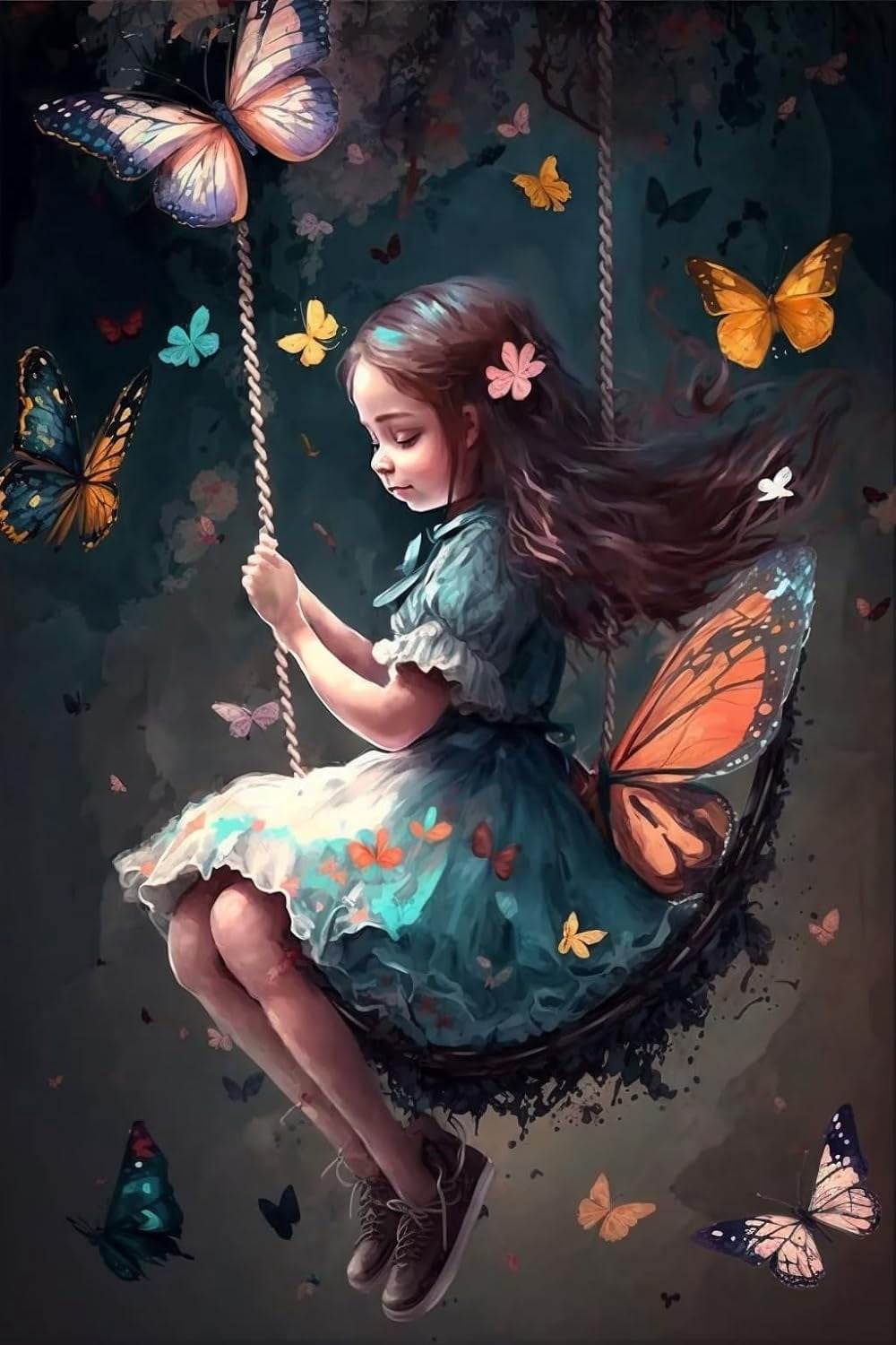 Jigsaw Puzzle 500 Pieces for Adults Butterfly Girl on Swing Jigsaw ...
