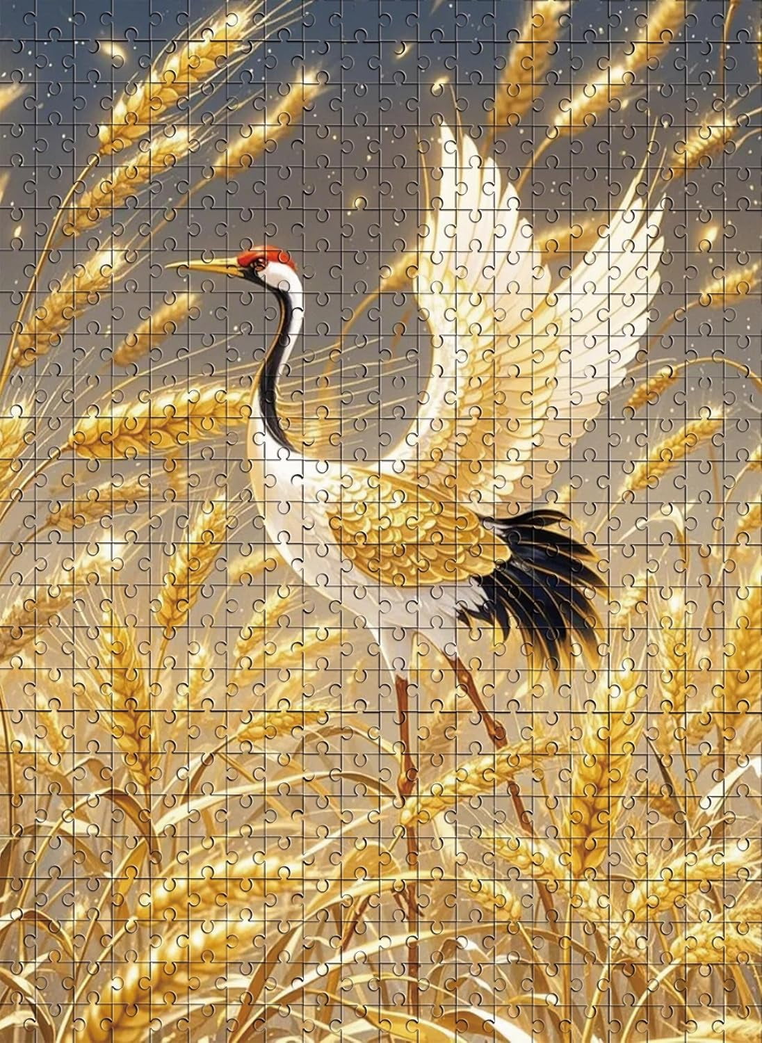 Jigsaw Puzzle 500 Pieces for Adults Crane Standing in A Wheat Field ...