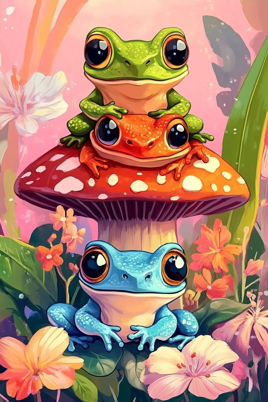 Jigsaw Puzzle 500 Pieces for Adults Three Cartoon Frogs Safe Wooden DIY ...