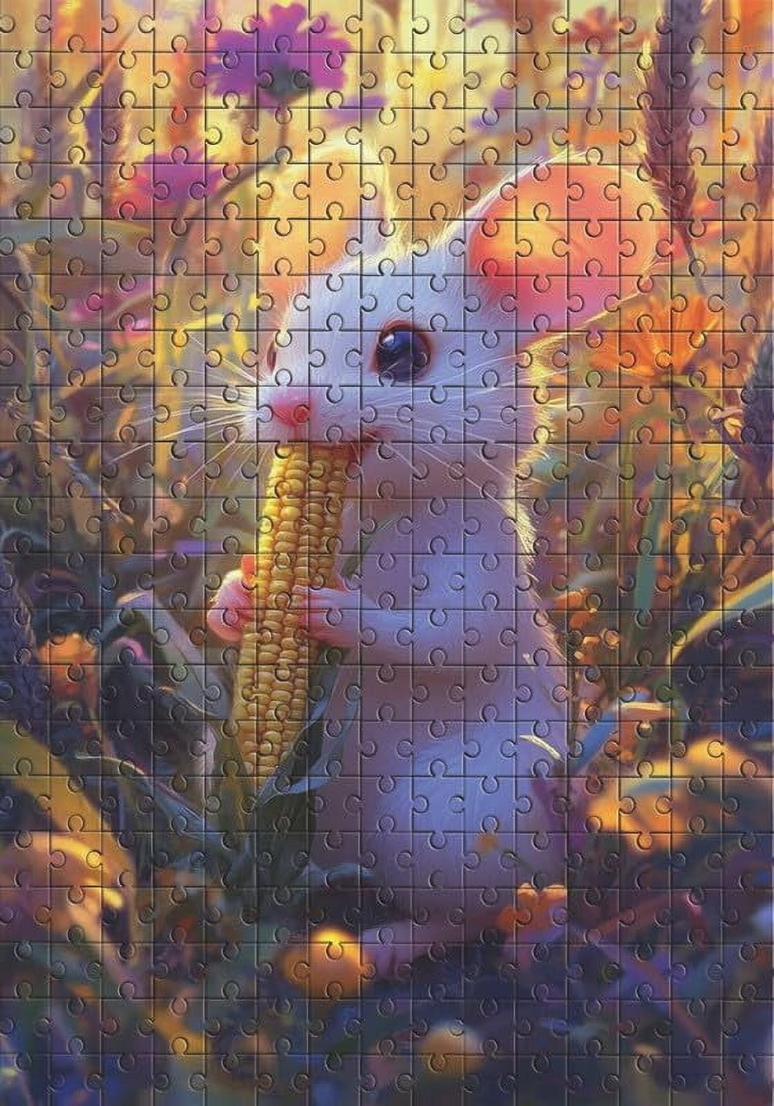 Jigsaw Puzzle 500 Pieces for Adults White Mouse Chewing Corn in A ...