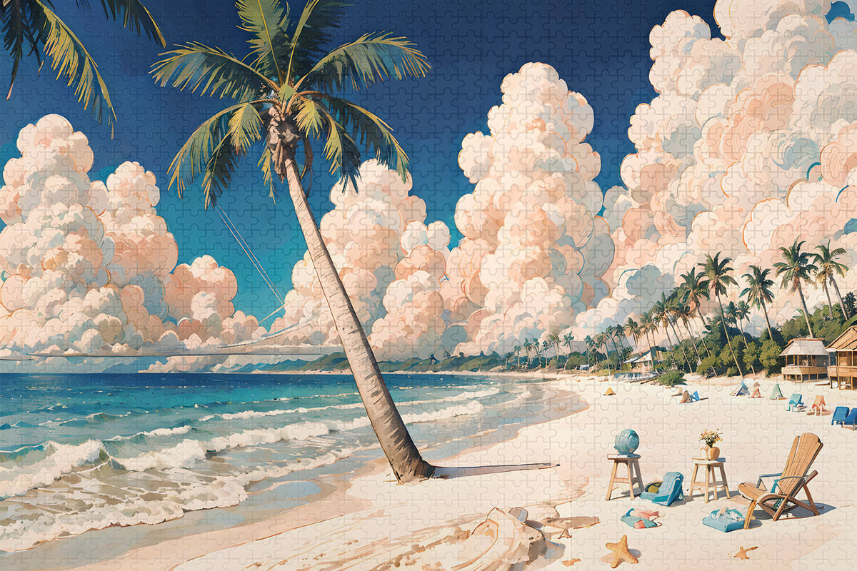 Jigsaw Puzzle 500 Pieces Beach Coconut Tree Floor Puzzles Educational ...