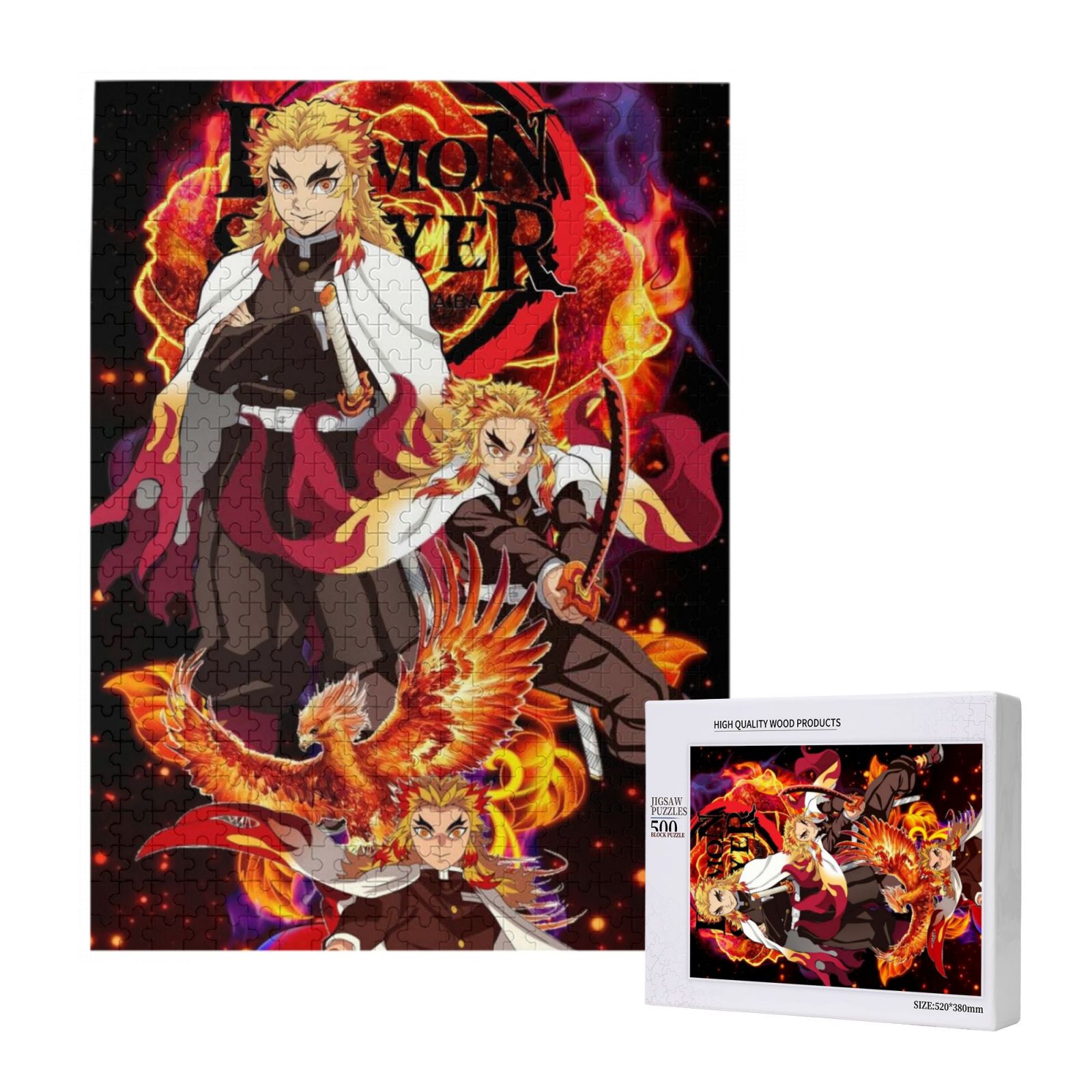 Jigsaw Puzzle 500 Pieces, Demon Slayer Rengoku Kyojuro Wooden Puzzle ...