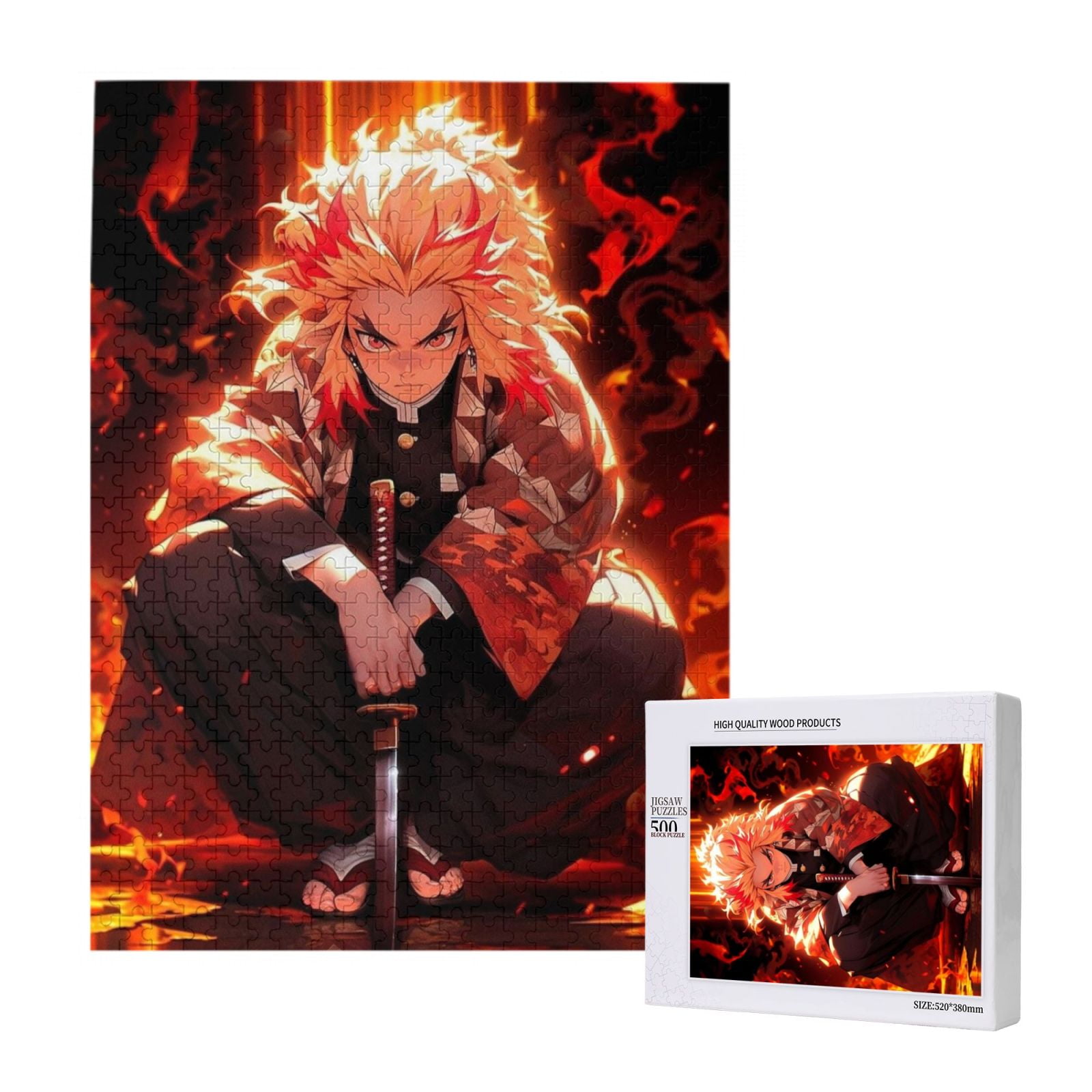 Jigsaw Puzzle 500 Pieces, Demon Slayer Rengoku Kyojuro Wooden Puzzle ...