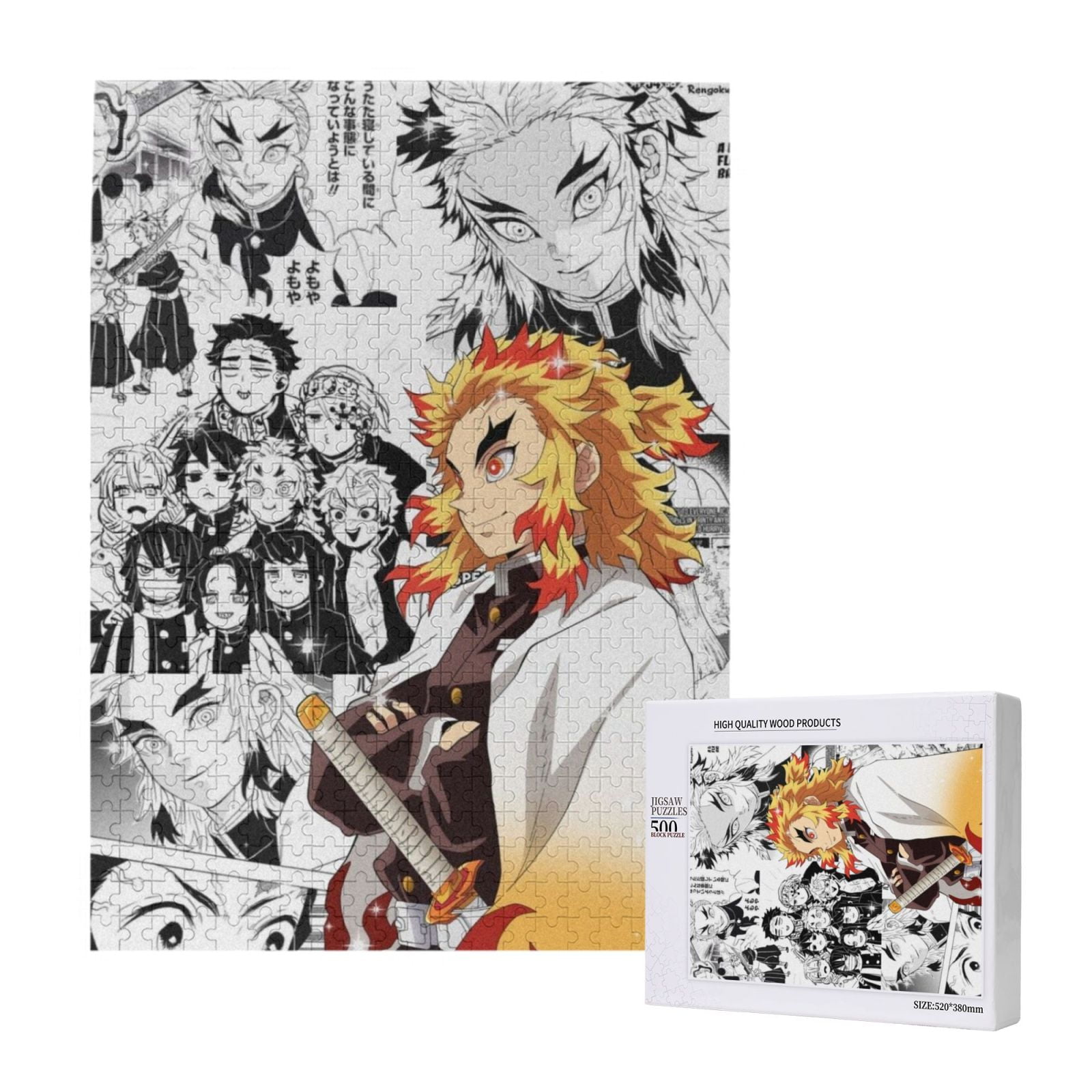 Jigsaw Puzzle 500 Pieces, Demon Slayer Rengoku Kyojuro Wooden Puzzle ...