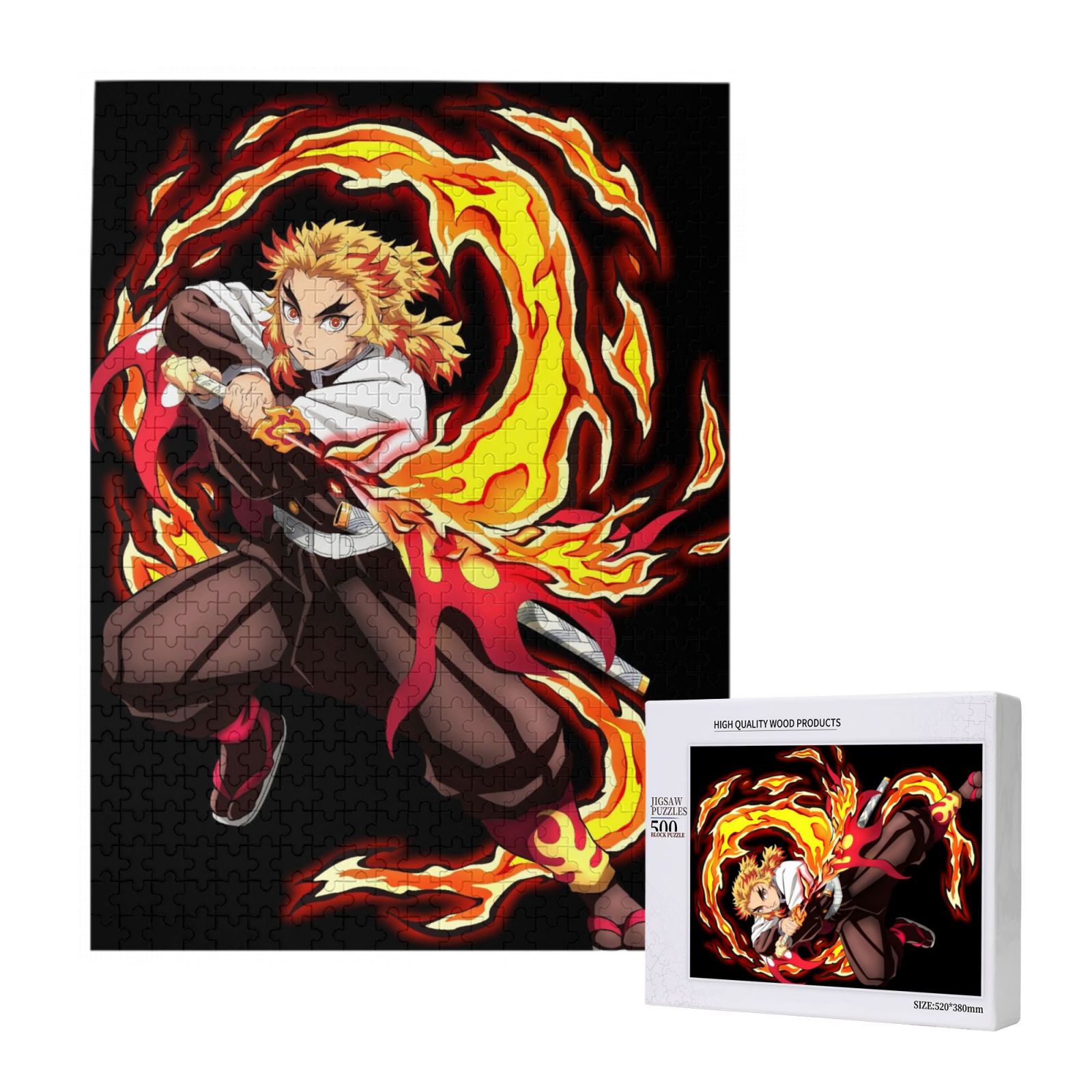 Jigsaw Puzzle 500 Pieces, Demon Slayer Rengoku Kyojuro Wooden Puzzle ...