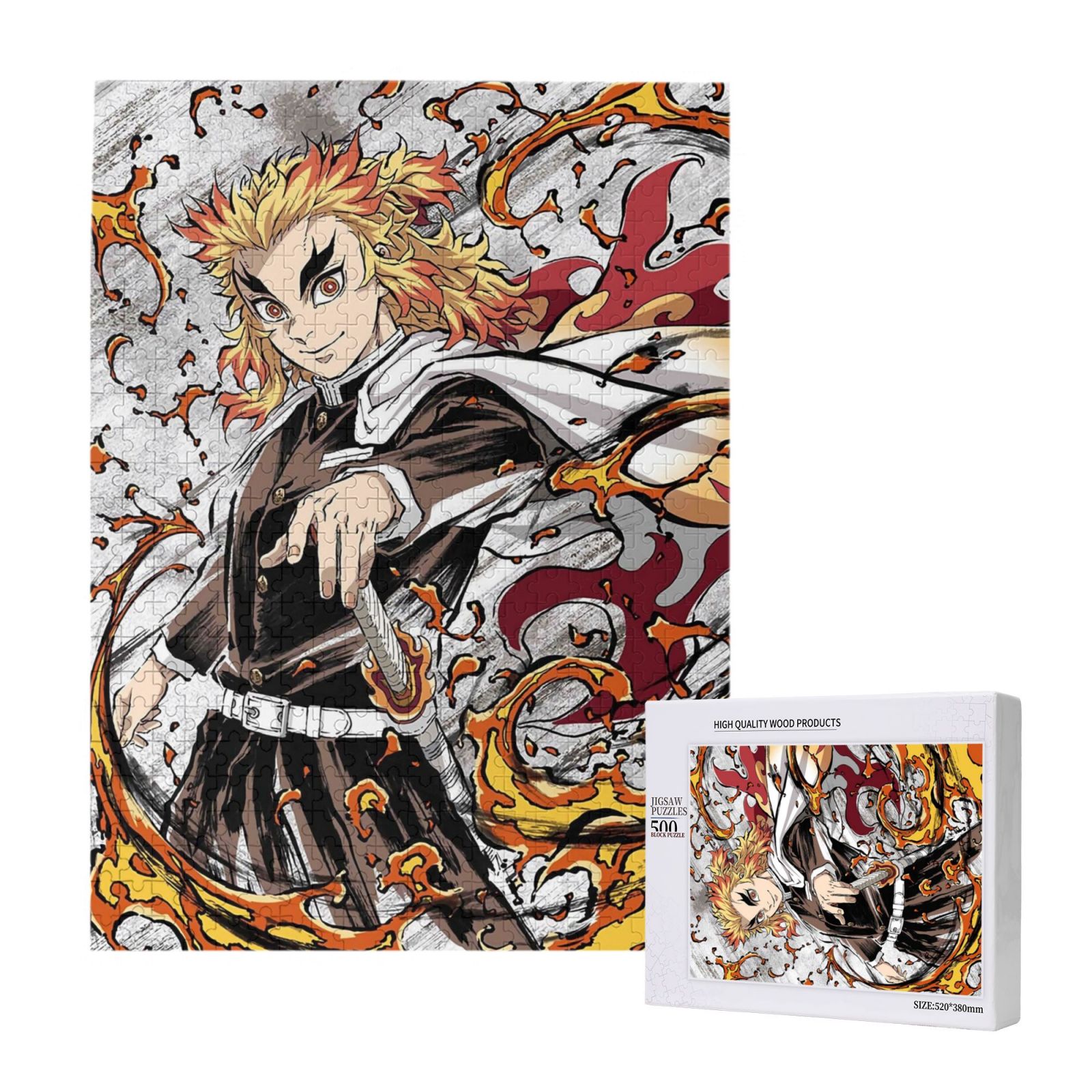 Jigsaw Puzzle 500 Pieces, Demon Slayer Rengoku Kyojuro Wooden Puzzle ...