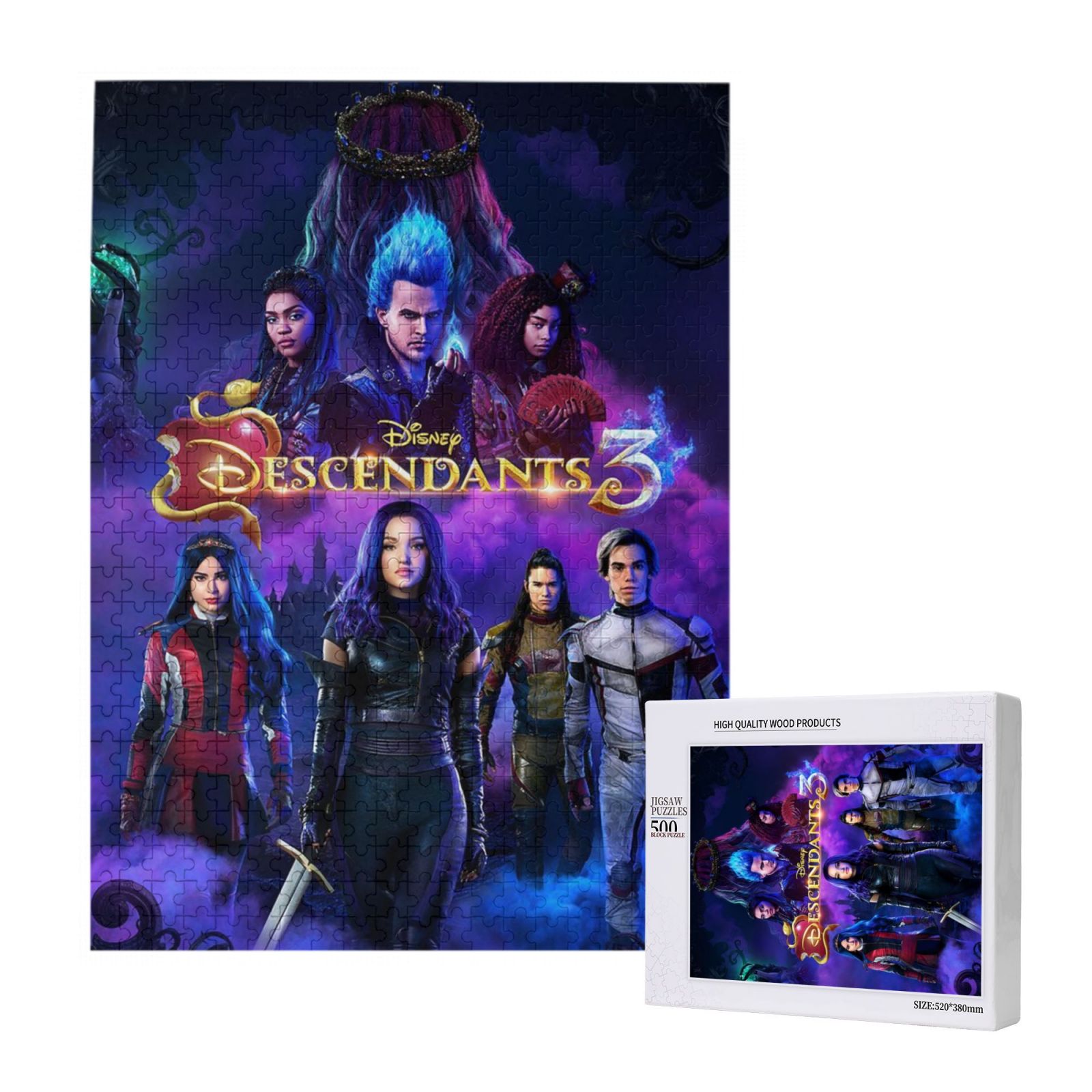 Jigsaw Puzzle 500 Pieces, Descendants 3 Wooden Puzzle Picture ...