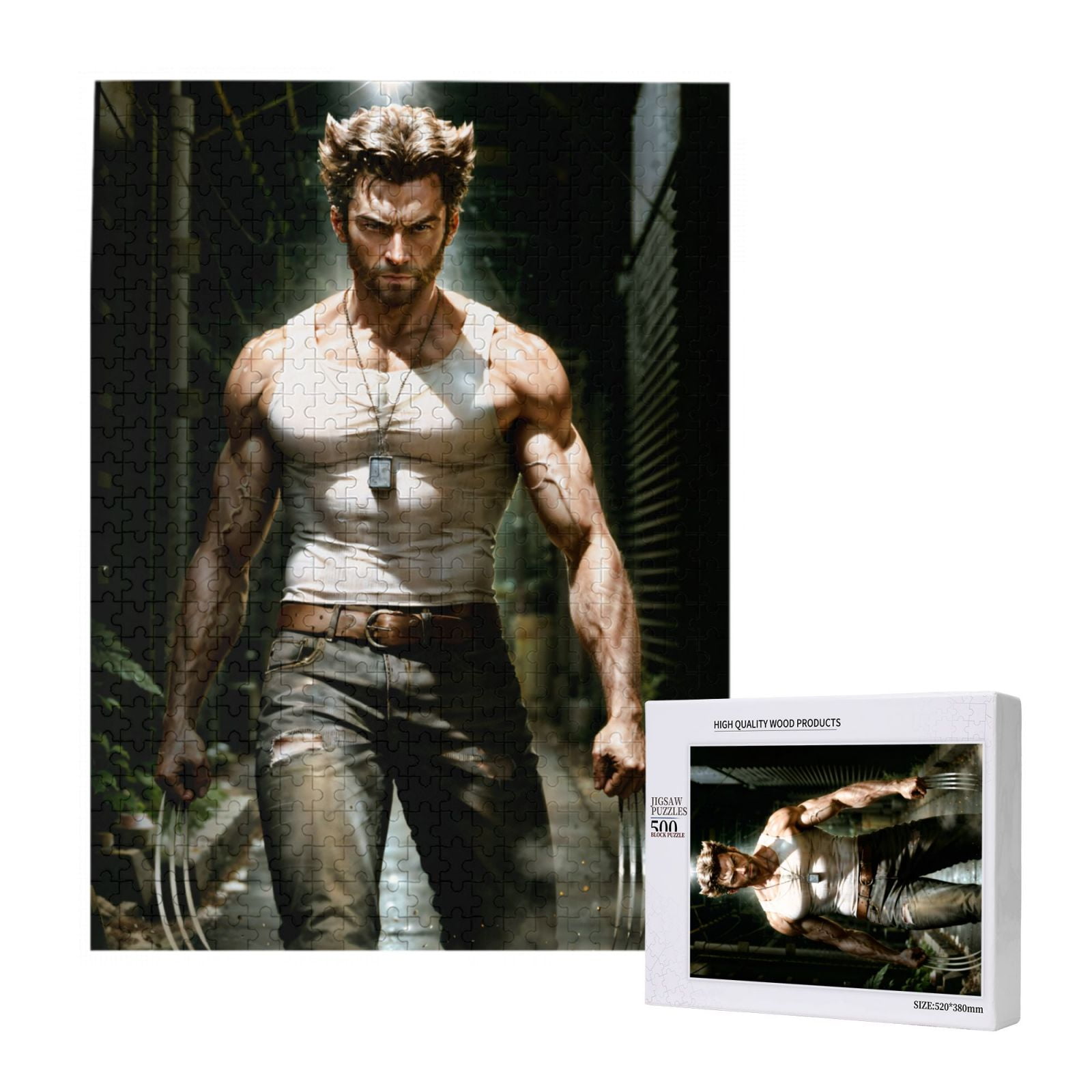 Jigsaw Puzzle 500 Pieces, Hugh Jackman Wolverine Wooden Puzzle Picture ...