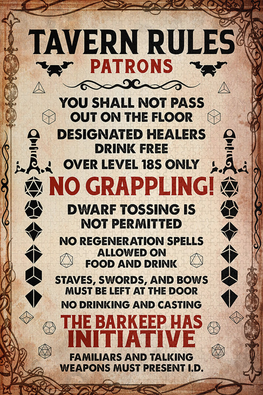 Jigsaw Puzzle 500 Pieces Tavern Rules Patrons for Hallowwen Decor ...
