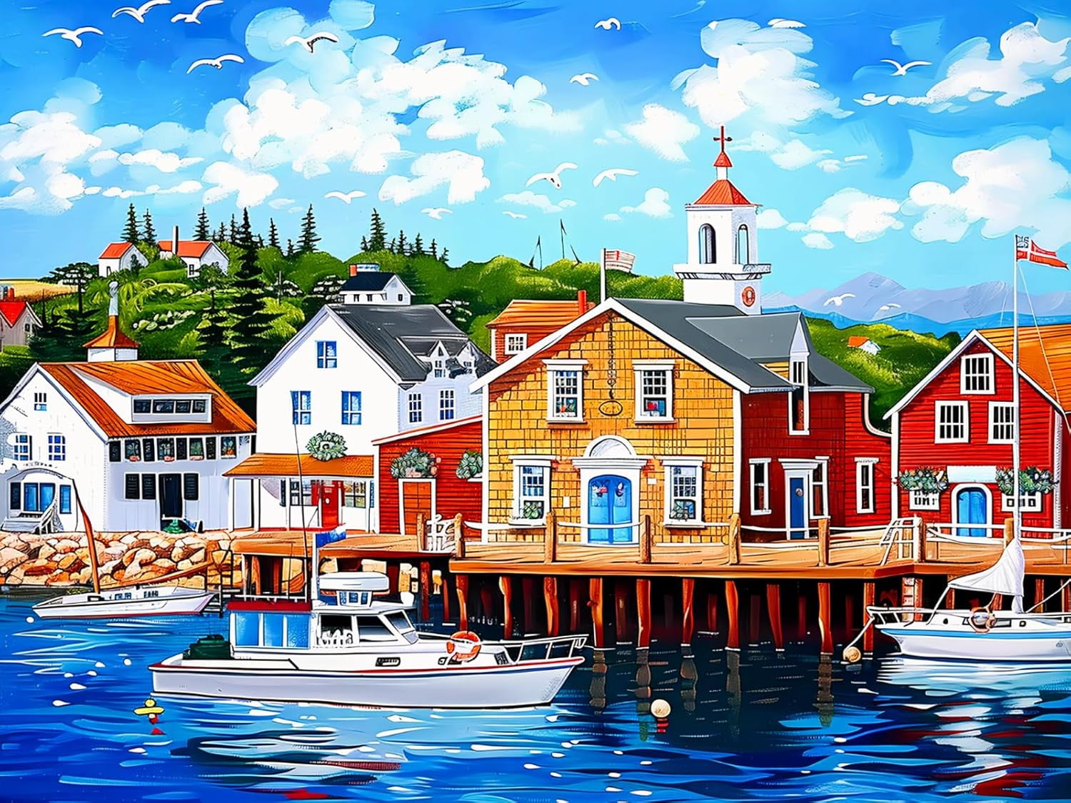 Jigsaw Puzzle 500 Pieces for Adults City Town Pier Scenery Challenging ...