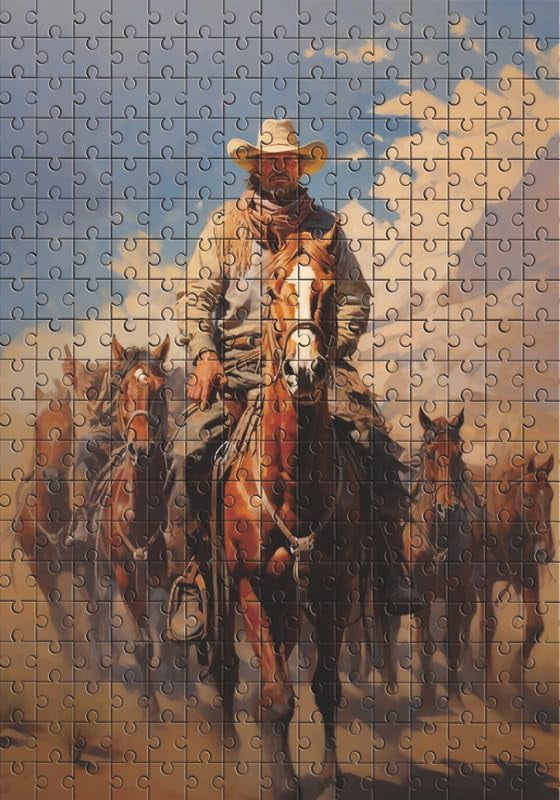 Jigsaw Puzzle 500 Pieces for Adults Tame Horses Western Cowboy ...