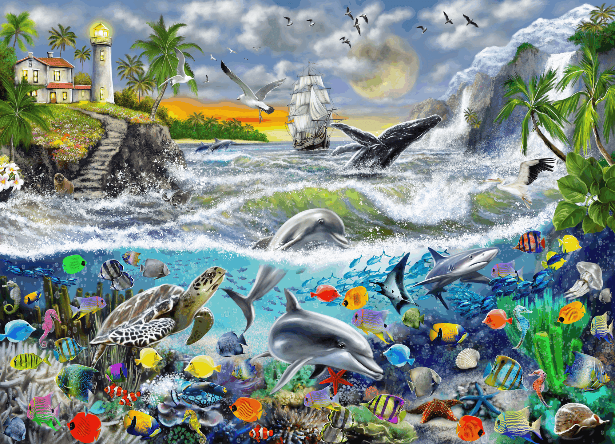 Jigsaw Puzzle for Adults - 1000 Piece - Aquatic Island Ocean Jigsaw ...