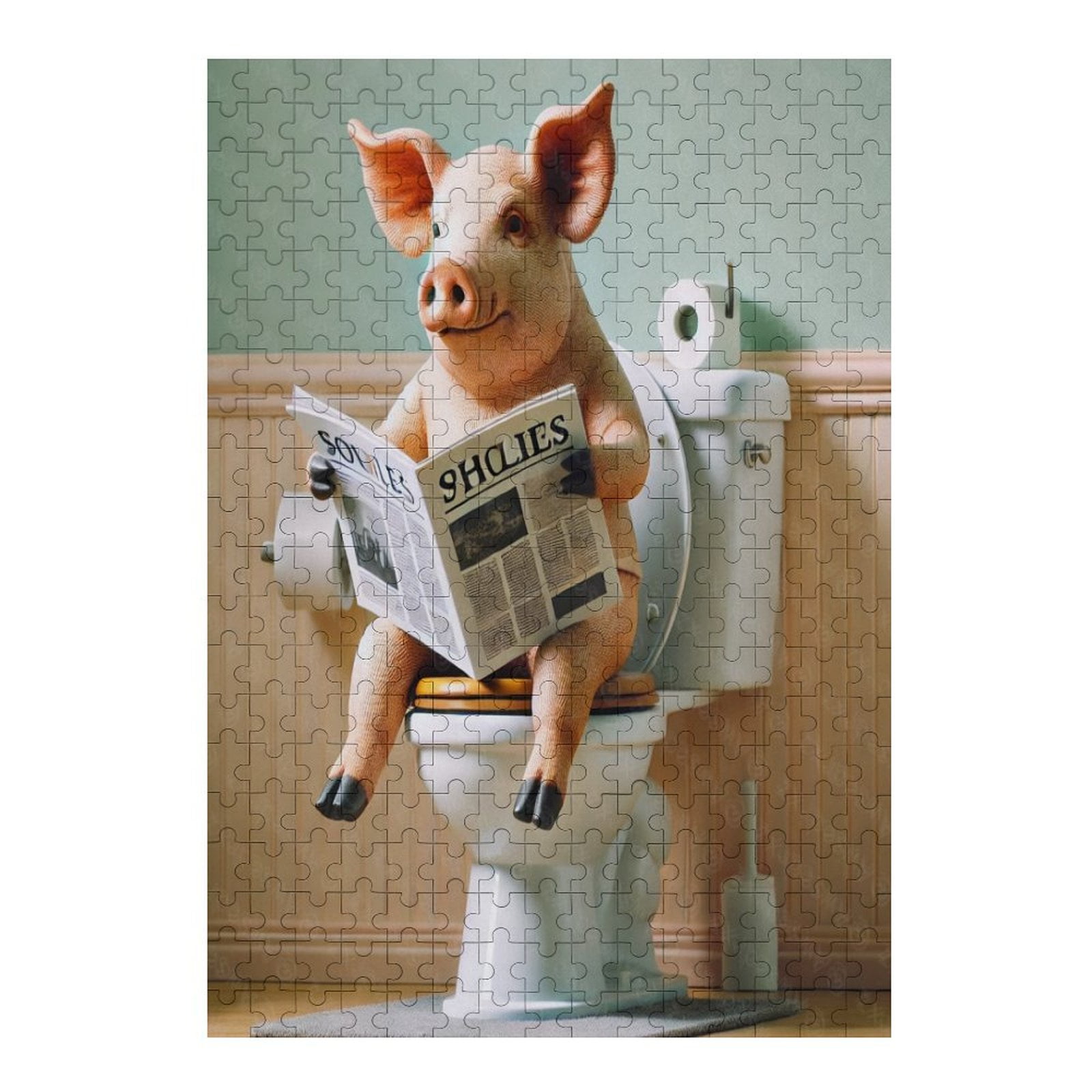 Jigsaw Puzzle For Adults 1000Pcs A Humorouspig Reading Newspaper In ...