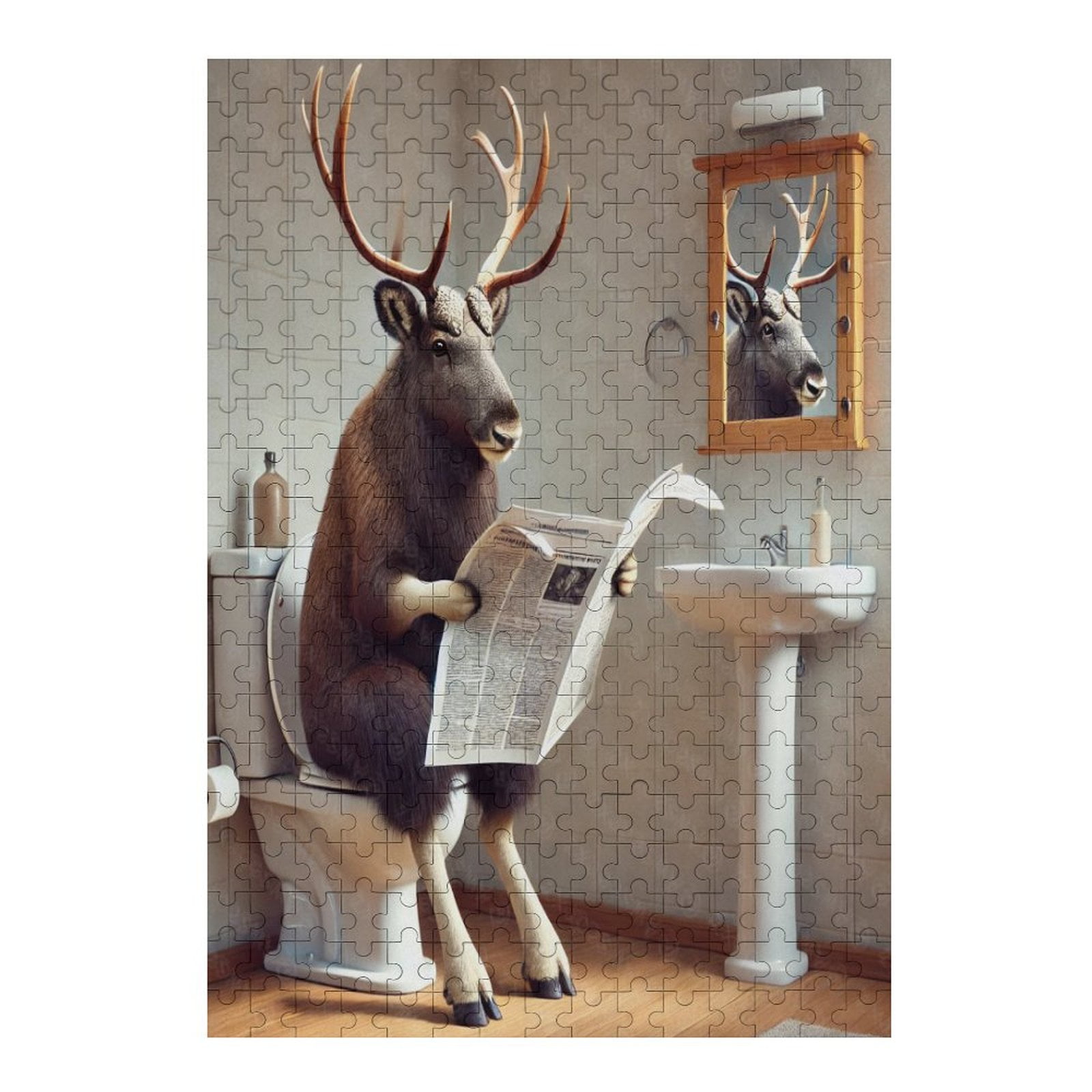 Jigsaw Puzzle For Adults 1000Pcs A Musk Deer Reading Newspaper In ...