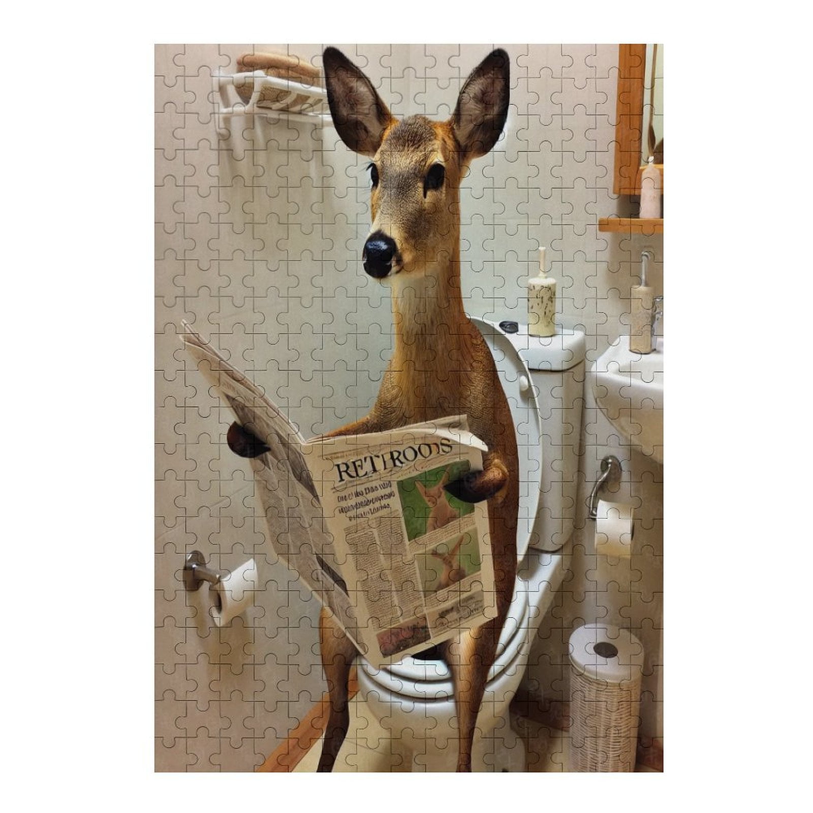 Jigsaw Puzzle For Adults 1000Pcs A Water Deer Reading Newspaper In ...