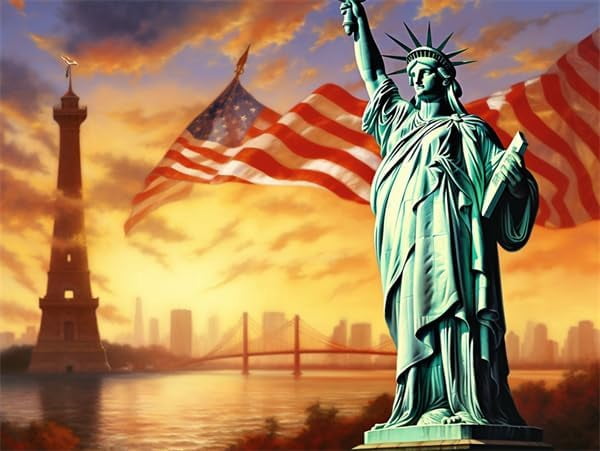 Jigsaw Puzzle For Adults 300 Pieces Statue Liberty Eagles American Flag ...