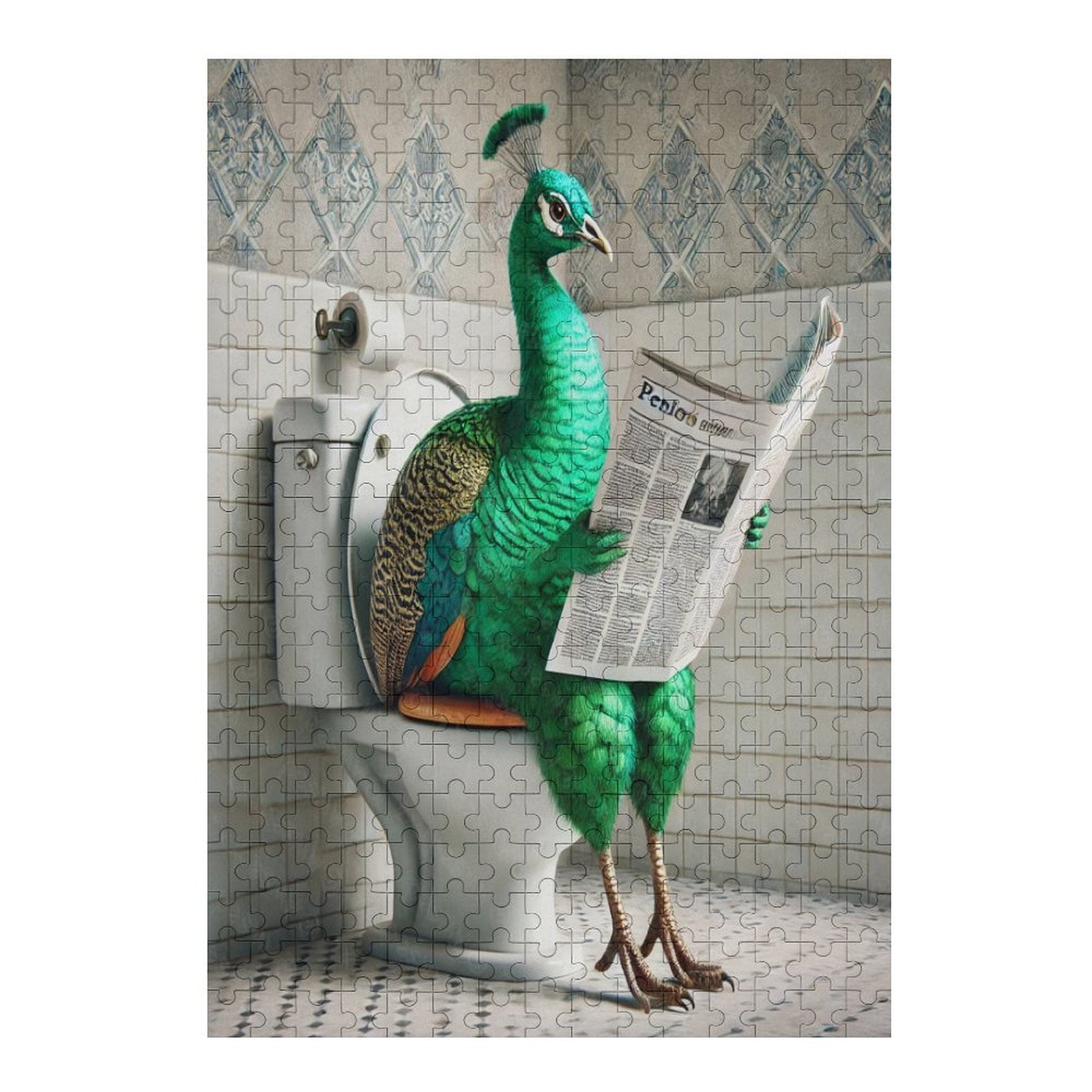 Jigsaw Puzzle For Adults 300Pcs Peacock Reading Newspaper In Toilet ...