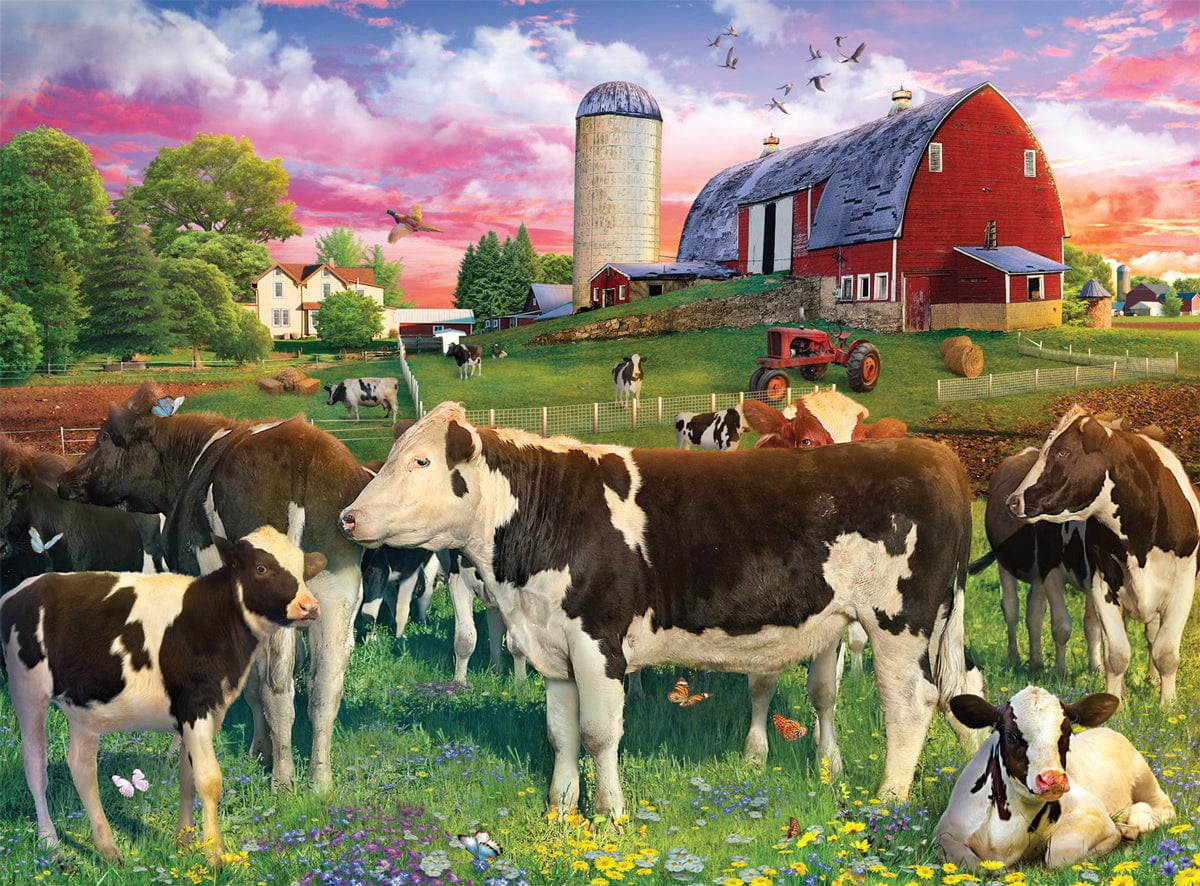 Jigsaw Puzzle for Adults - 500 Piece - Cavorting Cows Farm Jigsaw ...