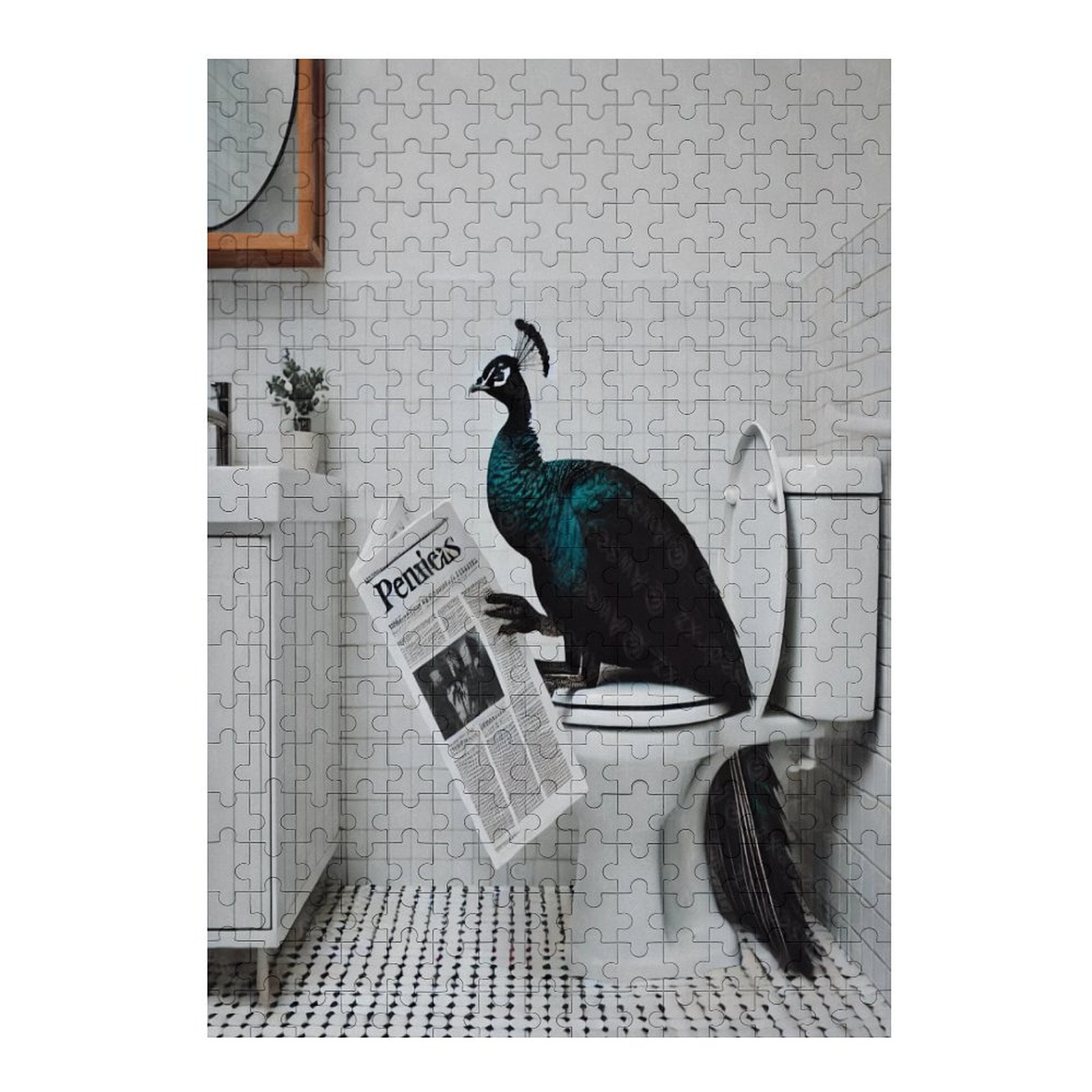 Jigsaw Puzzle For Adults 500Pcs Black Peacock Reading Newspaper In ...