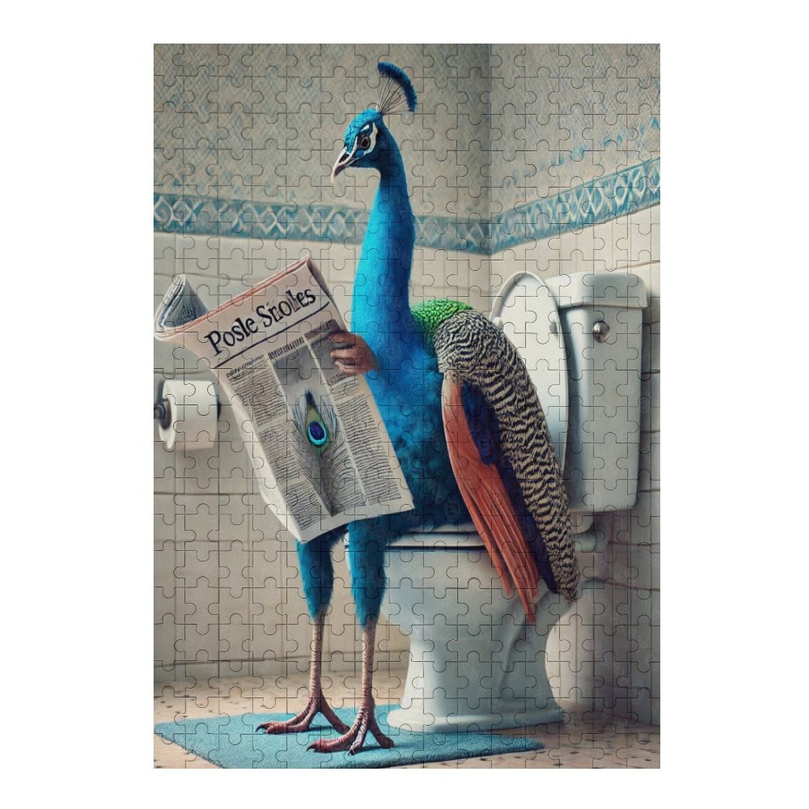 Jigsaw Puzzle For Adults 500Pcs Blue Peacock Reading Newspaper In ...