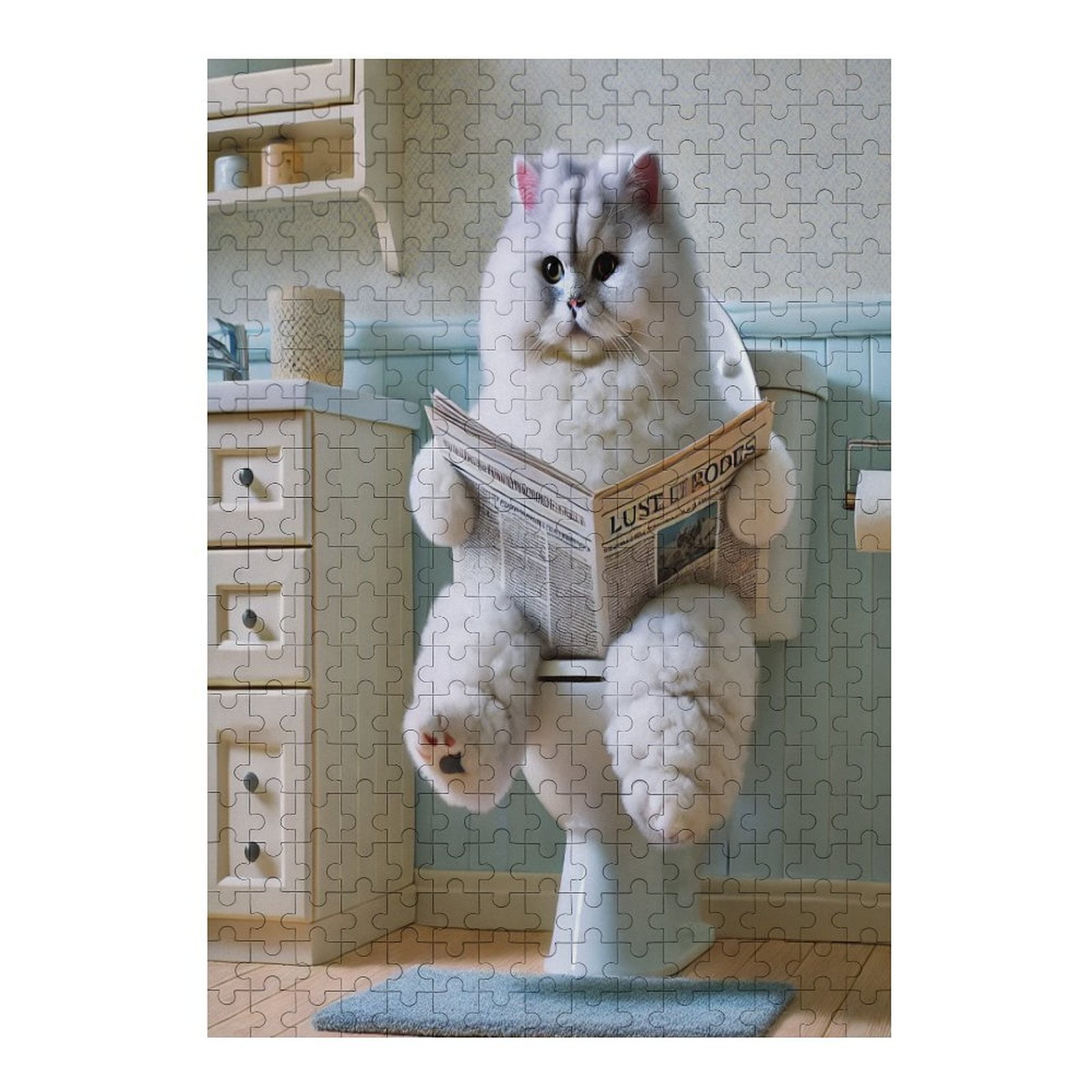 Jigsaw Puzzle For Adults Challenging Puzzle 300Pcs Cat Reading ...