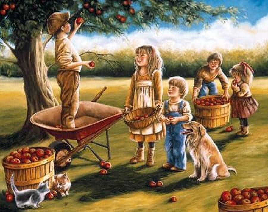 Jigsaw Puzzle for Adults, Children Picking Apples in The Orchard ...