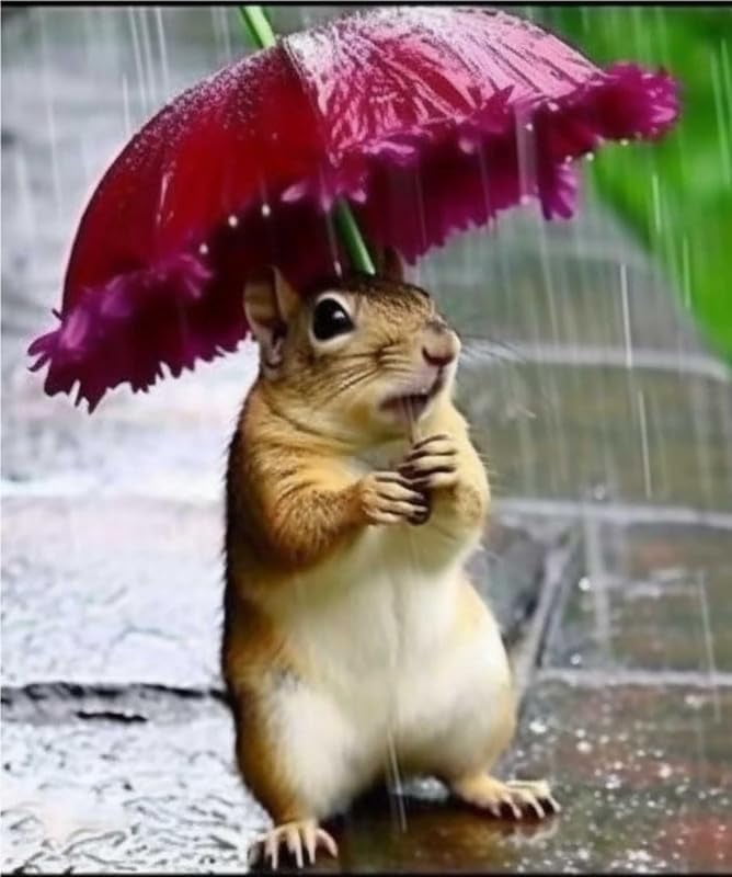 Jigsaw Puzzle for Adults - Hold A Flower Umbrella Squirrel Animal ...