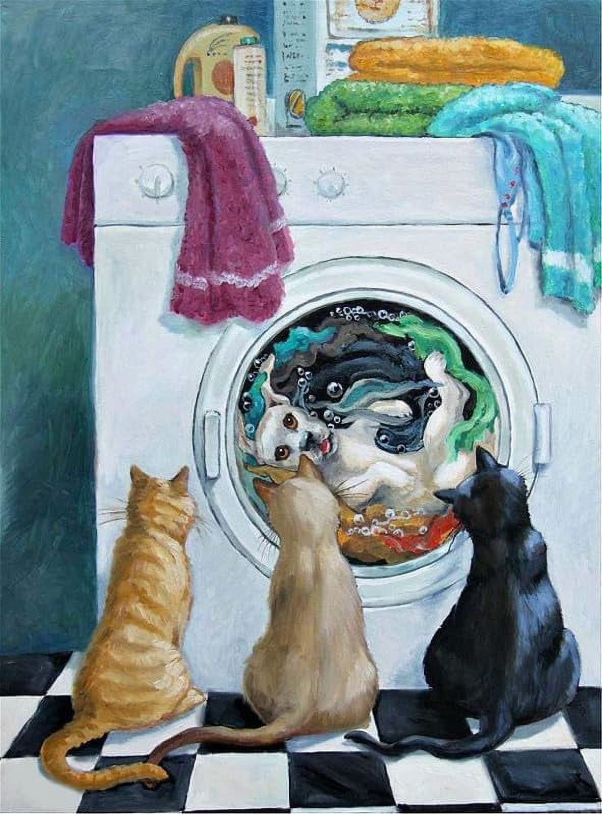 Jigsaw Puzzle for Adults, Kitty Cats & Friends - Dog in Washing Machine ...