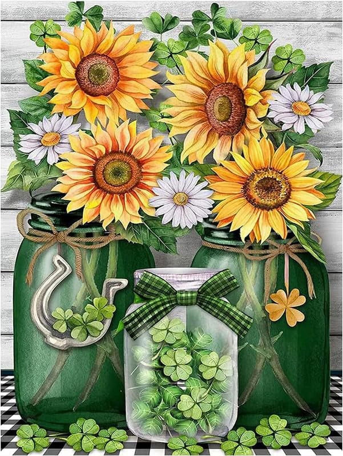 Jigsaw Puzzle for Adults - Sunflowers Four Leaved Clover Flower Bottles ...