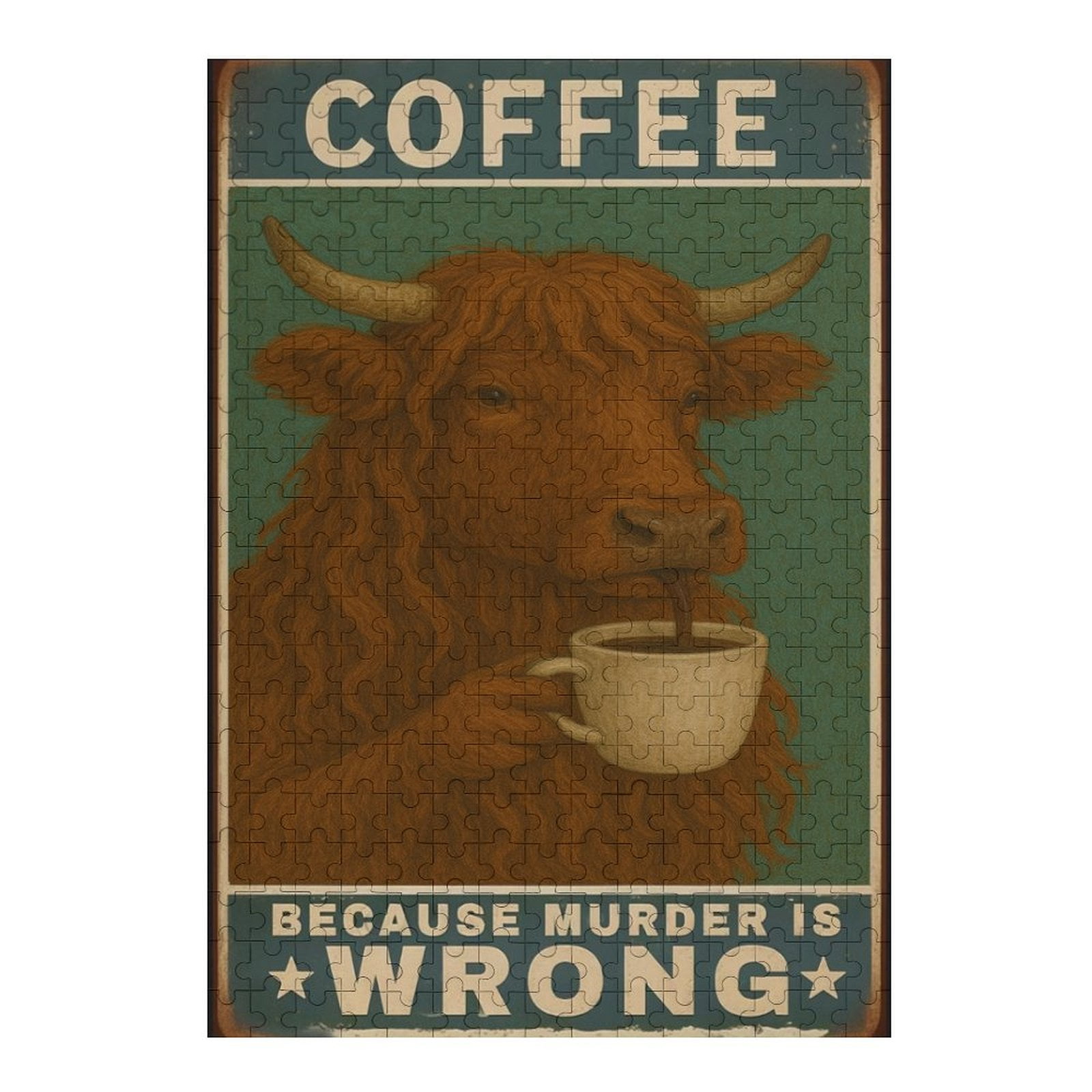 Jigsaw Puzzle Cow Coffee Because Murder Is Wrong 300 Pieces Creative ...