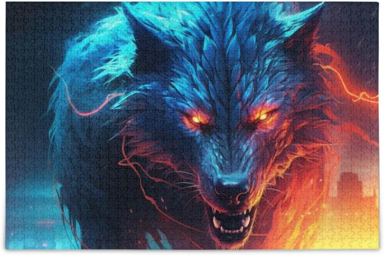 Jigsaw Puzzle Giant Blue Wolf s, Zigsaw with Alphabet Partition Storage ...