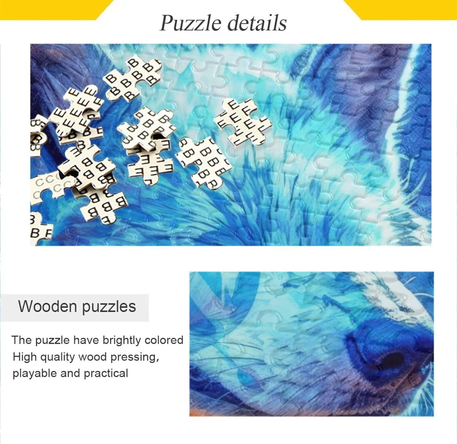 Jigsaw Puzzle Ice Wolf 1000 Pieces, Zigsaw with Alphabet Partition ...