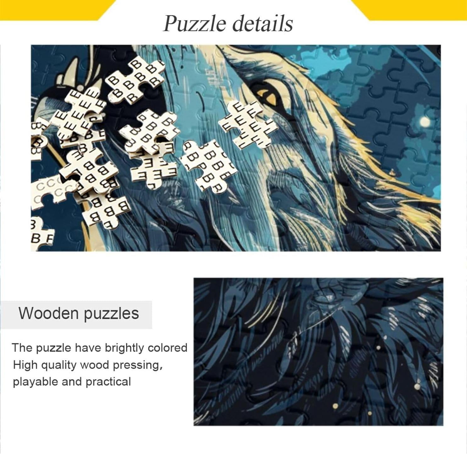 Jigsaw Puzzle Night Roaring Wolf 500 Pieces, Zigsaw with Alphabet ...