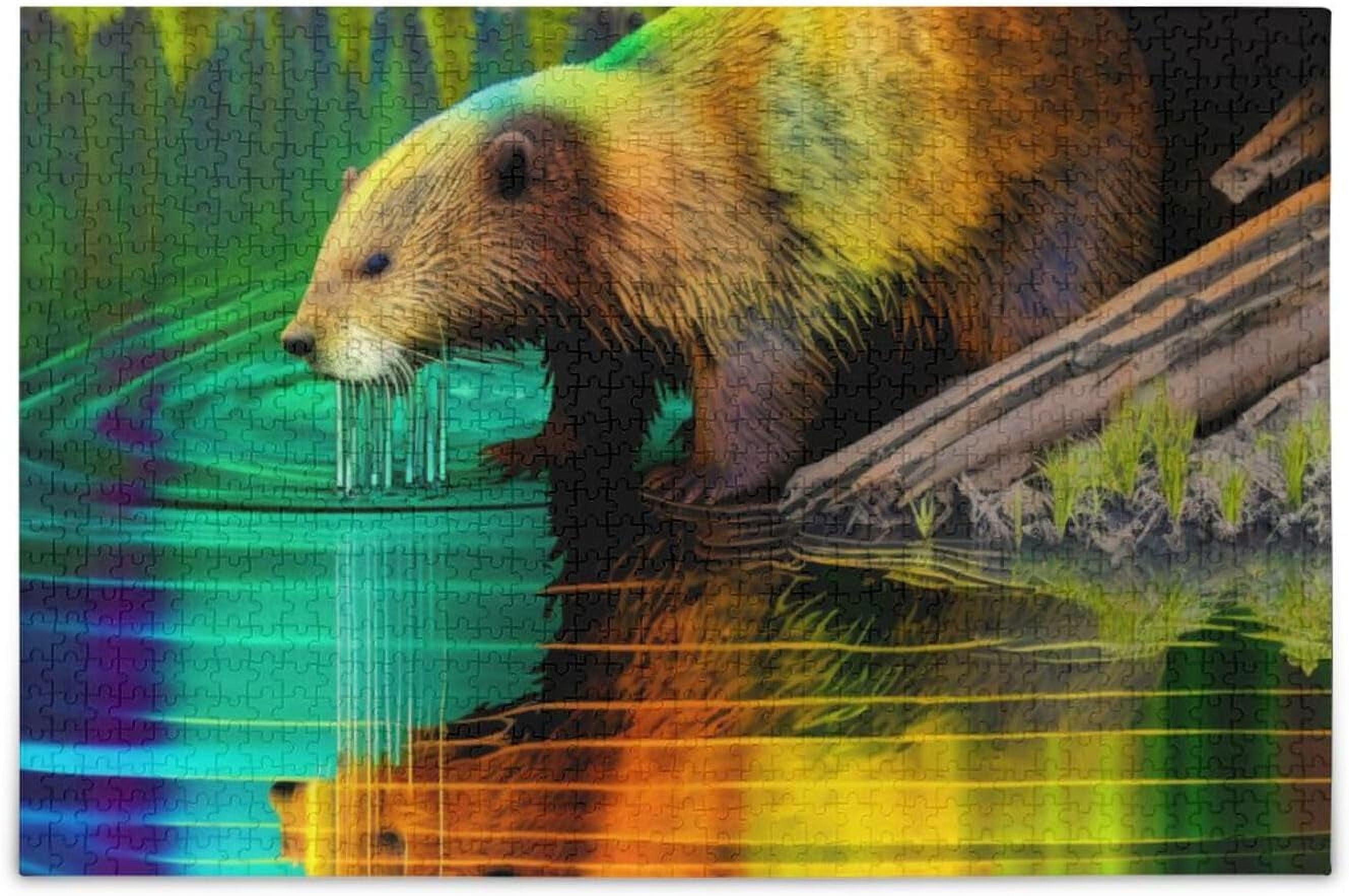 Jigsaw Puzzle Otter Neon Color 500 Pieces, Zigsaw with Alphabet ...