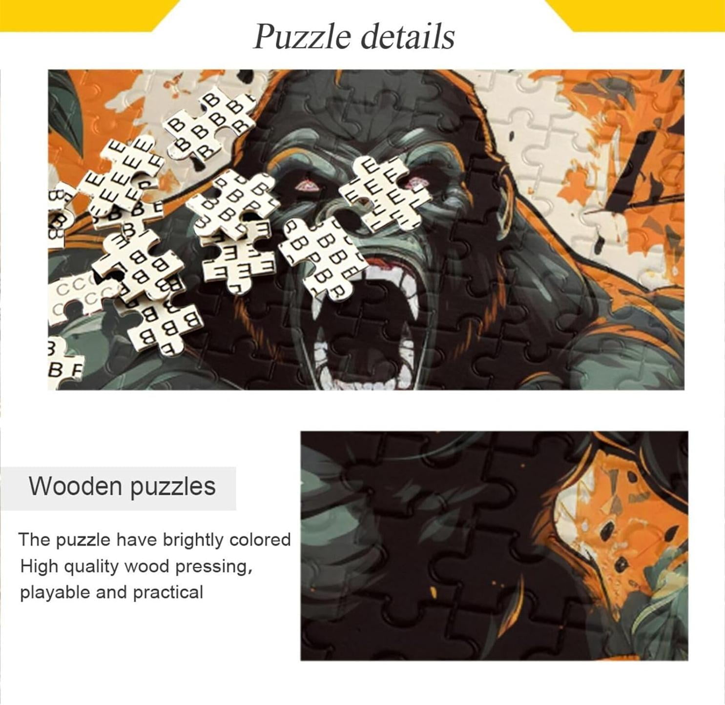 Jigsaw Puzzle Roaring Ape 500 Pieces, Zigsaw with Alphabet Partition ...