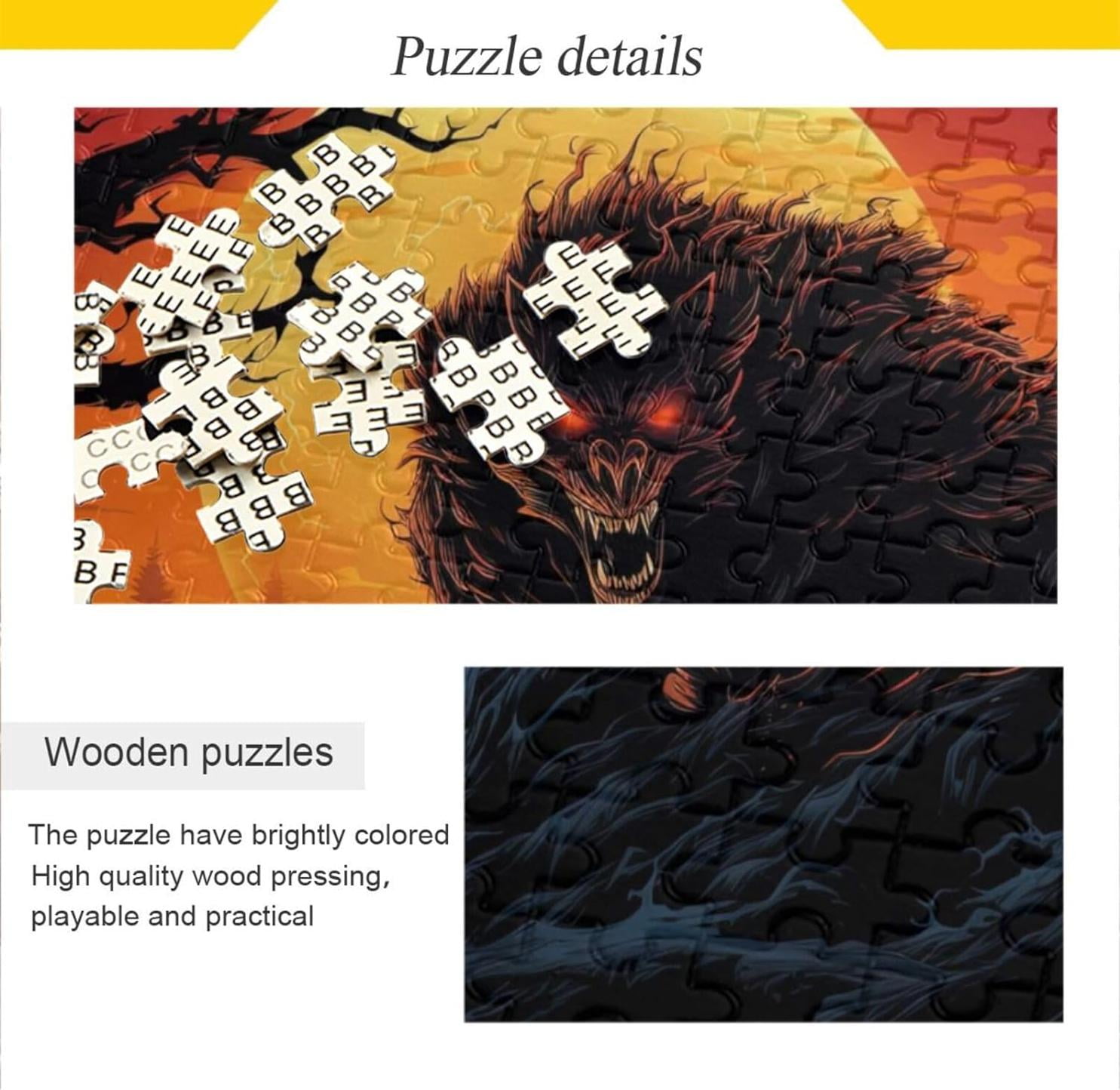 Jigsaw Puzzle Scary Werewolf 1000 Pieces, Zigsaw with Alphabet ...
