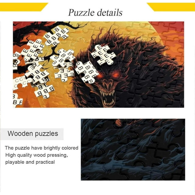 Jigsaw Puzzle Scary Werewolf 500 Pieces, Zigsaw with Alphabet Partition ...