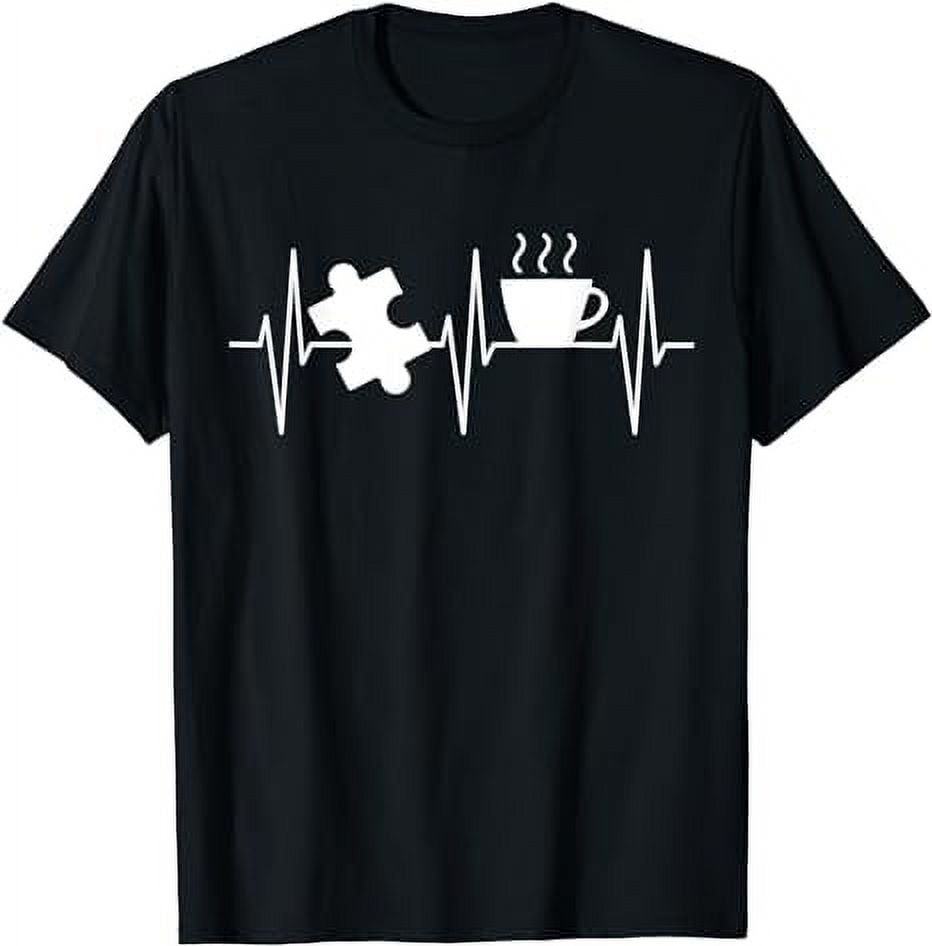 Jigsaw Puzzle Shirt Coffee Lover Heartbeat Funny Puzzle T-Shirt ...
