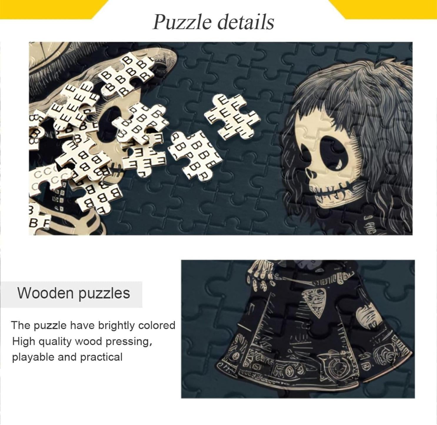 Jigsaw Puzzle Skull Man Woman 1000 Pieces, Zigsaw with Alphabet ...