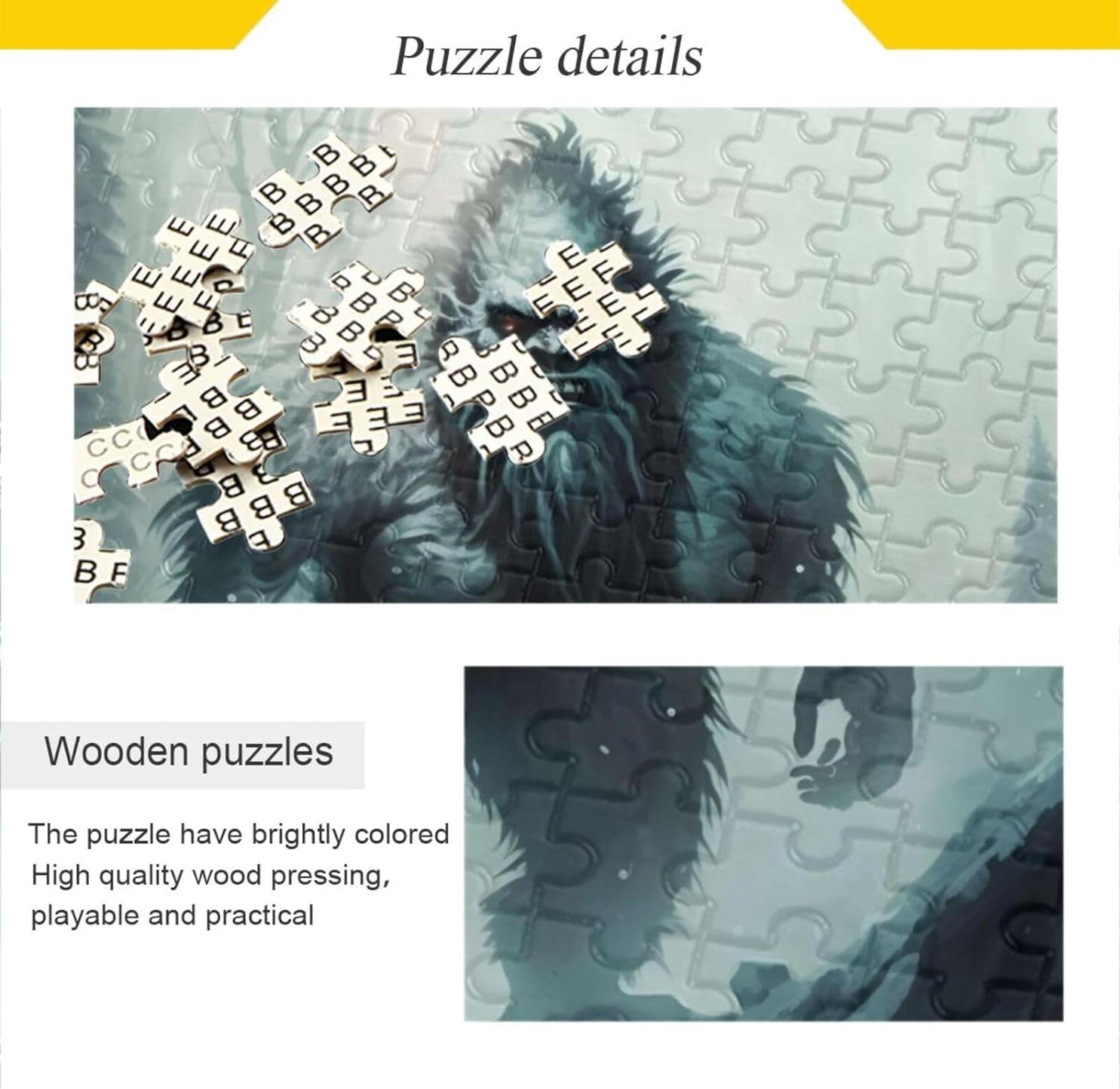 Jigsaw Puzzle Snow Sasquatch 1000 Pieces, Zigsaw with Alphabet ...